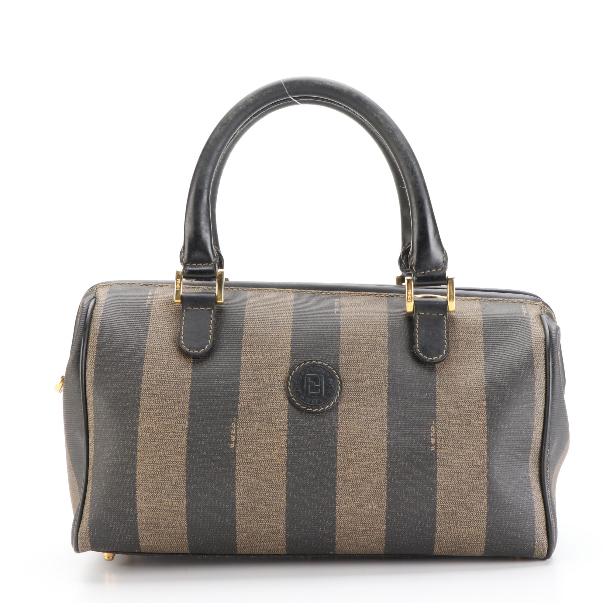 Fendi Boston Bag in Pequin Coated Canvas and Leather | EBTH