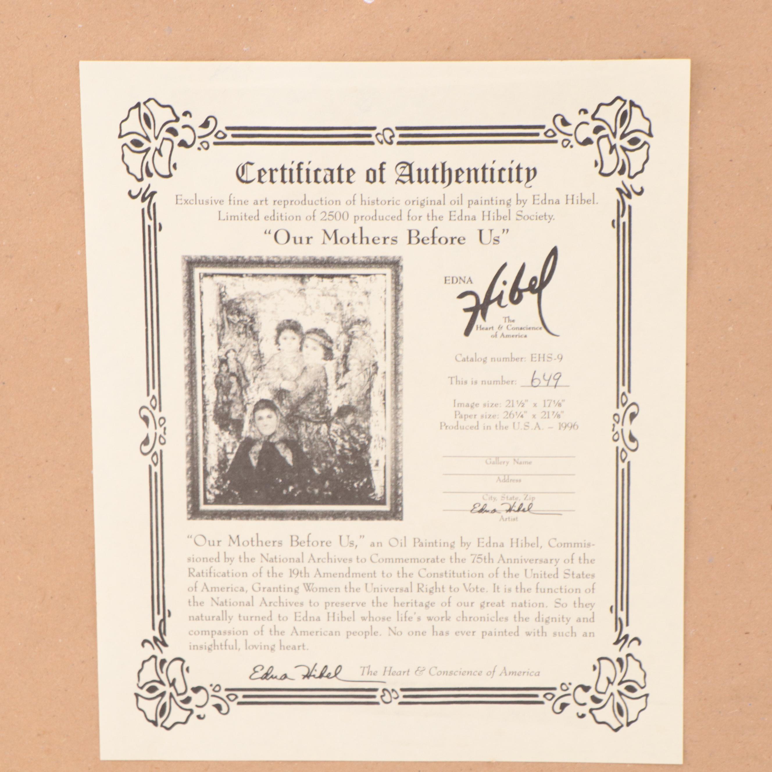 Offset Lithograph After Edna Hibel "Our Mother Before Us," 21st Century ...