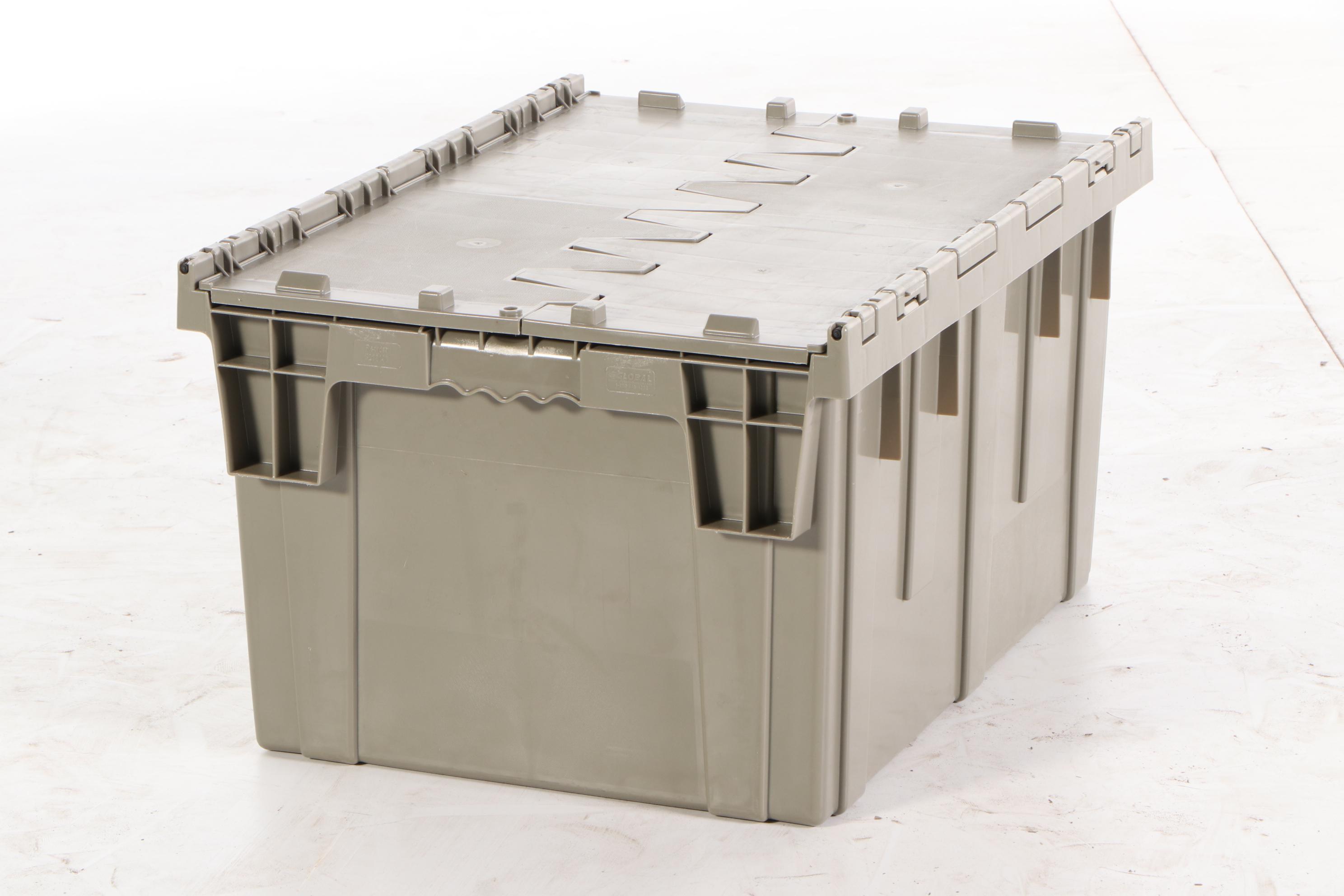 Five Grey Plastic Storage Totes | EBTH