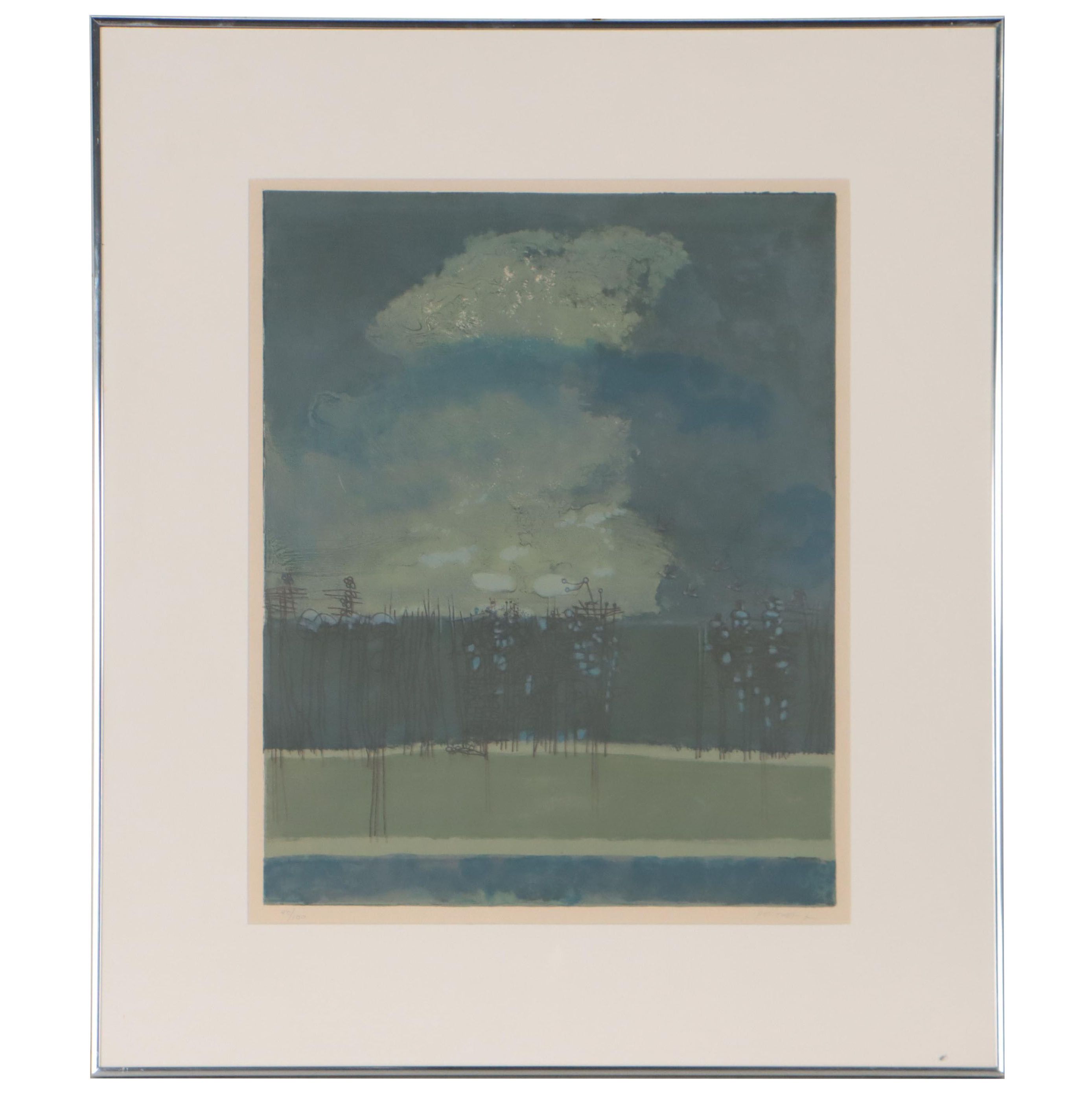 David Peretz Abstract Landscape Lithograph, Circa 1970 | EBTH