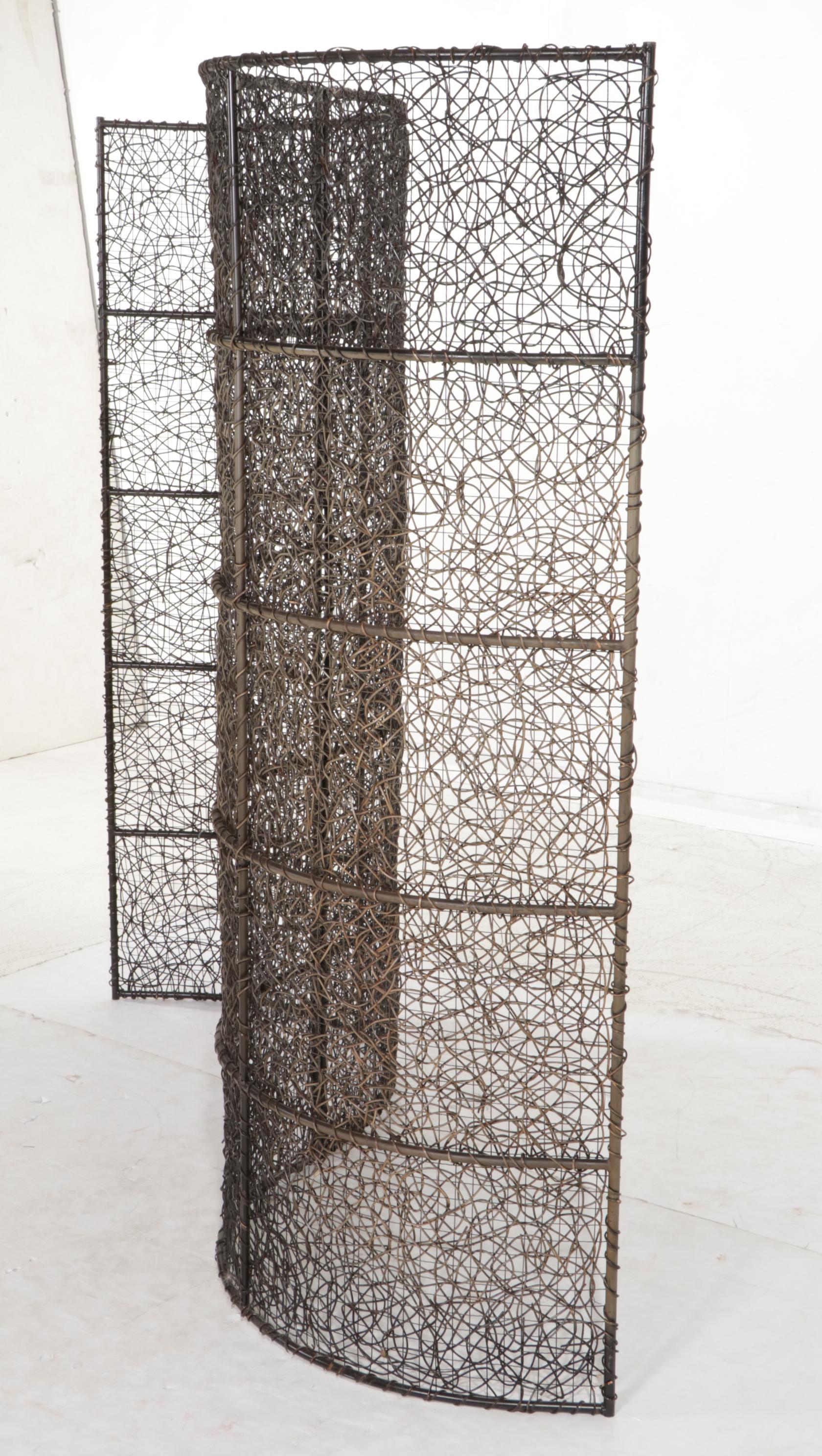 Tubular Metal, Wire and Vine Two-Piece Curved Divider Screen | EBTH