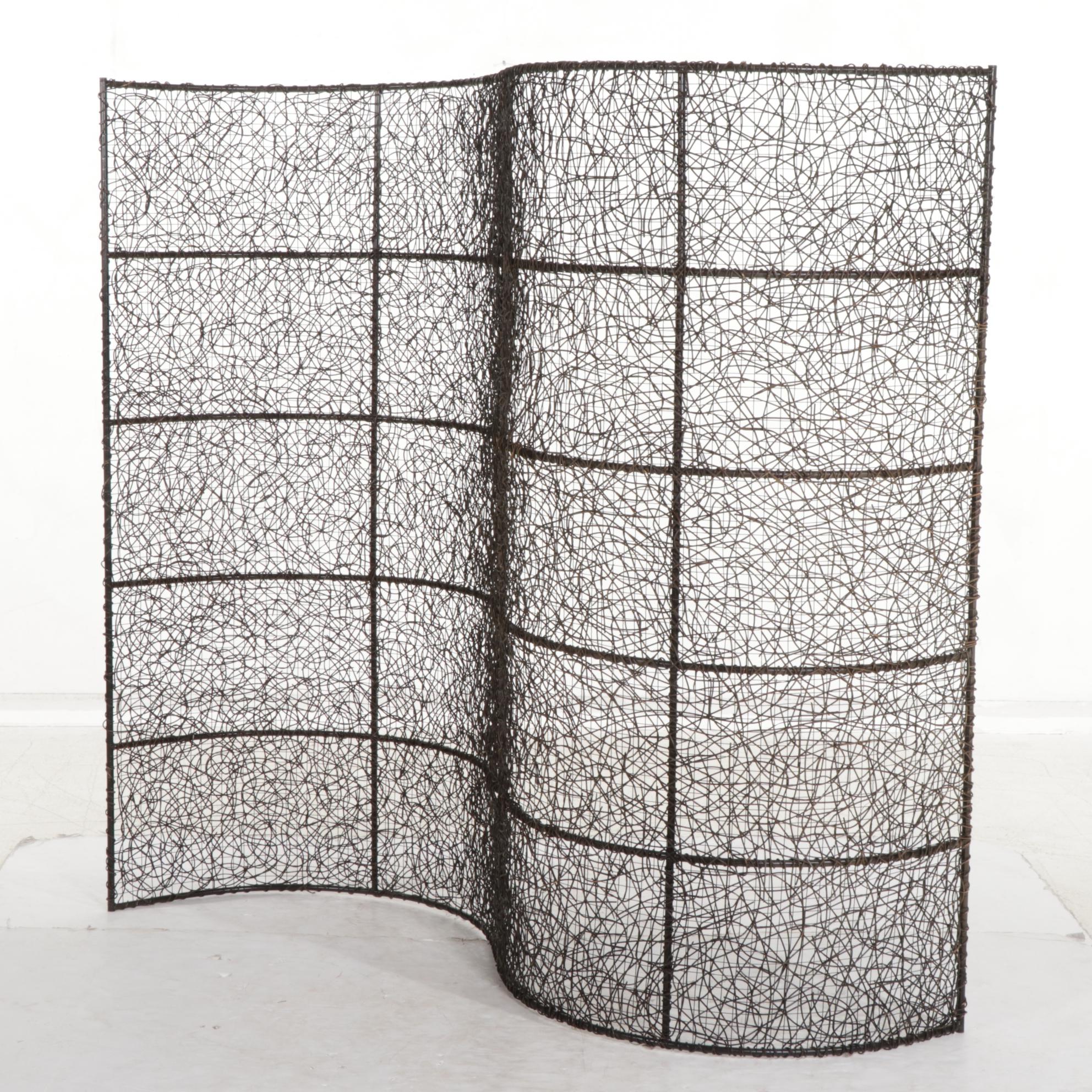 Tubular Metal, Wire and Vine Two-Piece Curved Divider Screen | EBTH