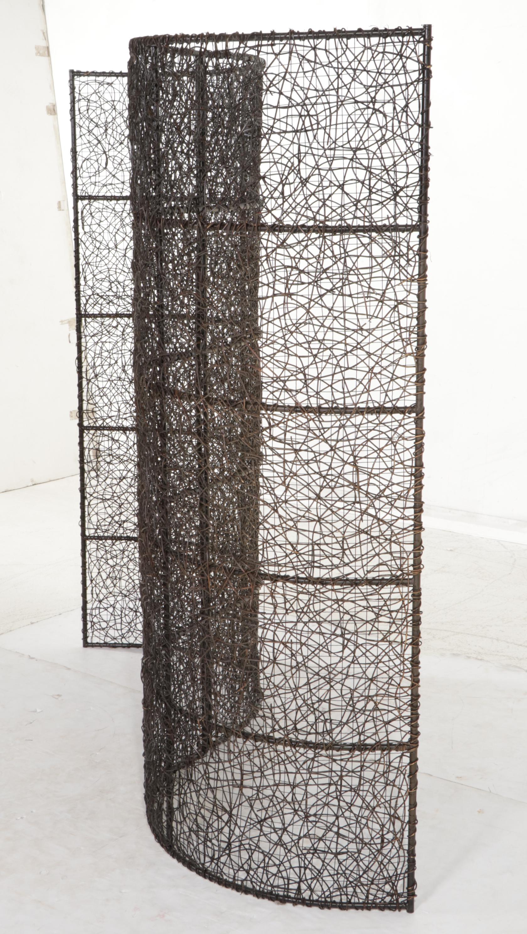 Tubular Metal, Wire and Vine Two-Piece Curved Divider Screen | EBTH