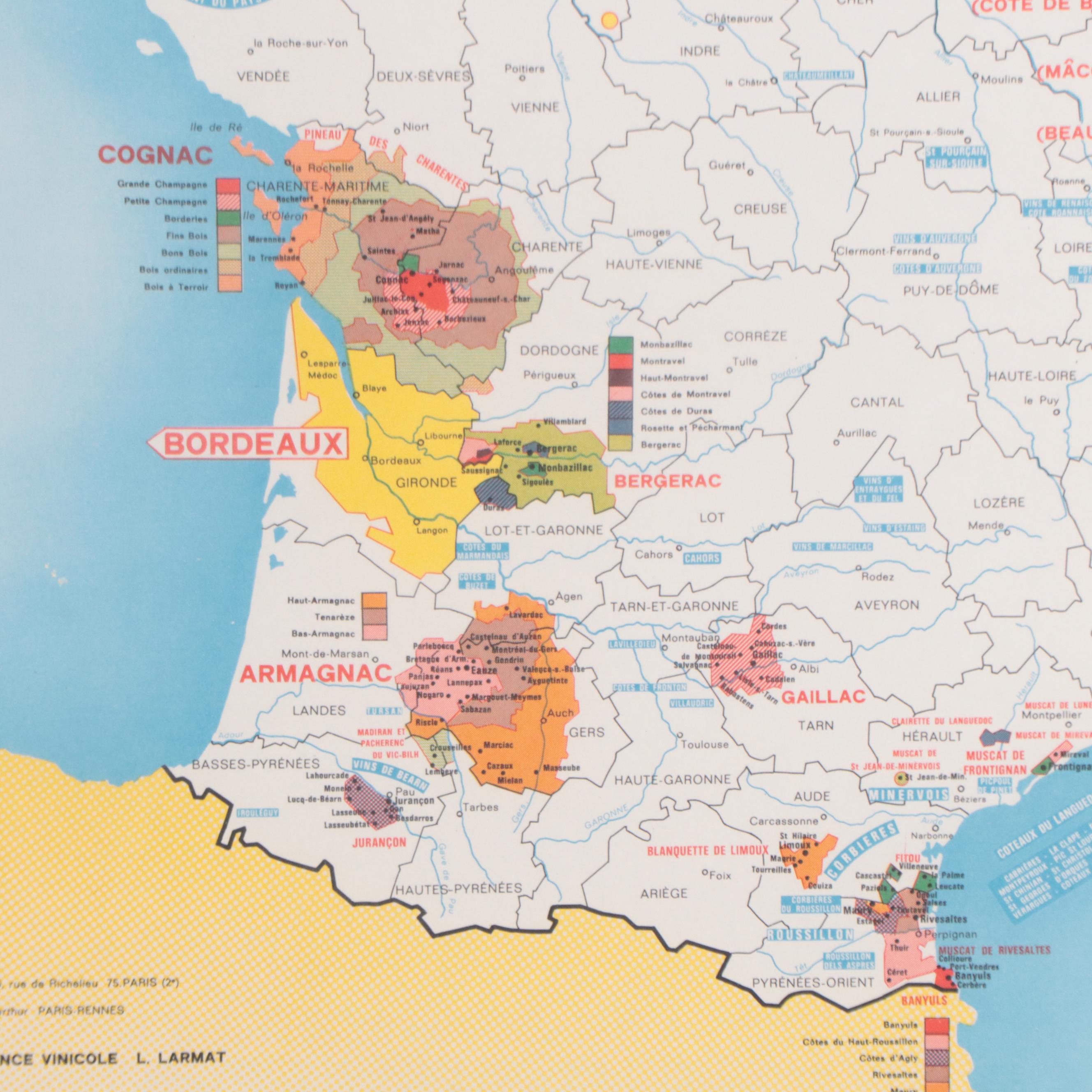 Color Lithograph Map of France and Photograph of Parisian Storefront | EBTH