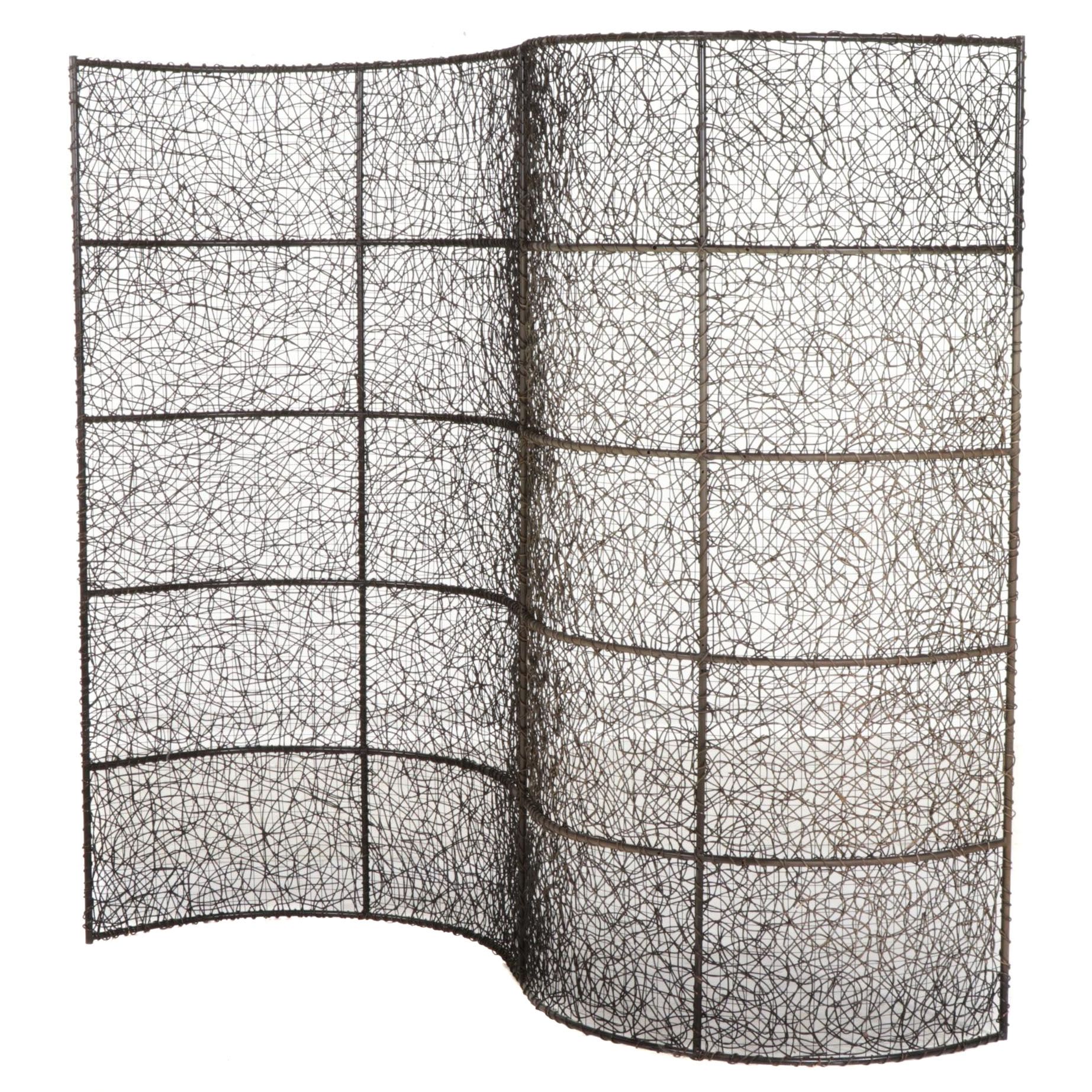 Tubular Metal, Wire and Vine Two-Piece Curved Divider Screen | EBTH