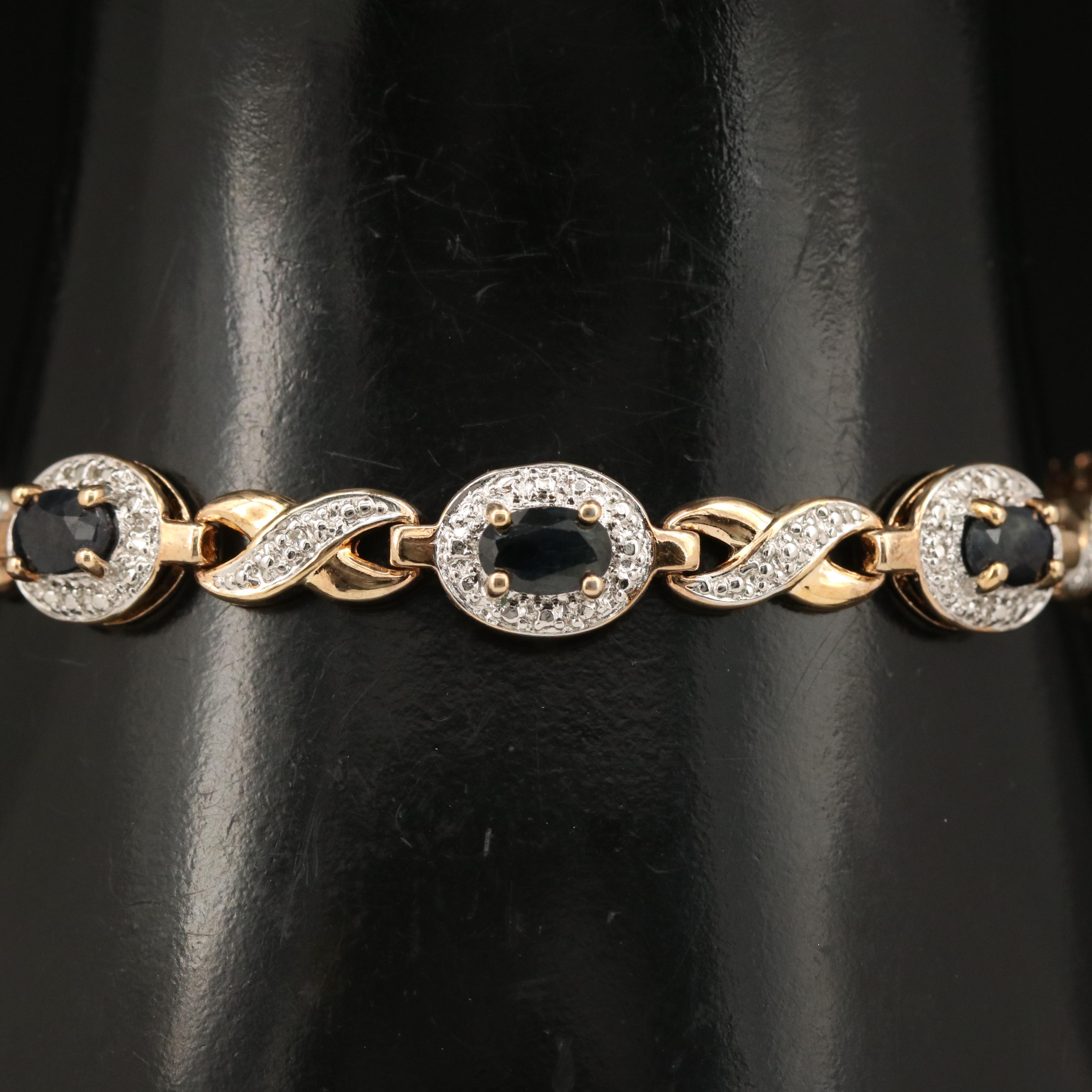 Sterling Sapphire and Diamond Infinity Link Bracelet | EBTH
