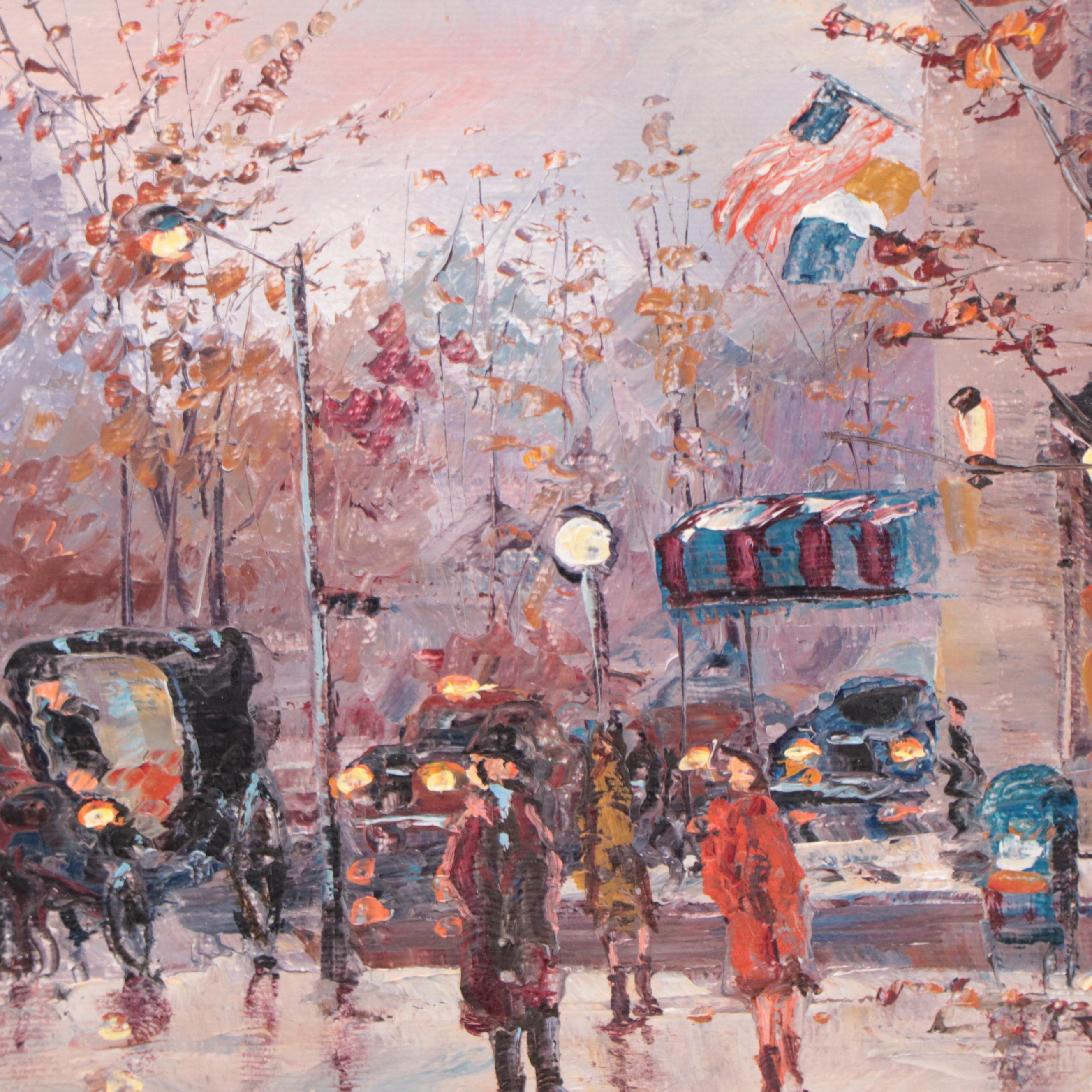Robert LeBron New York City Scene Oil Painting | EBTH