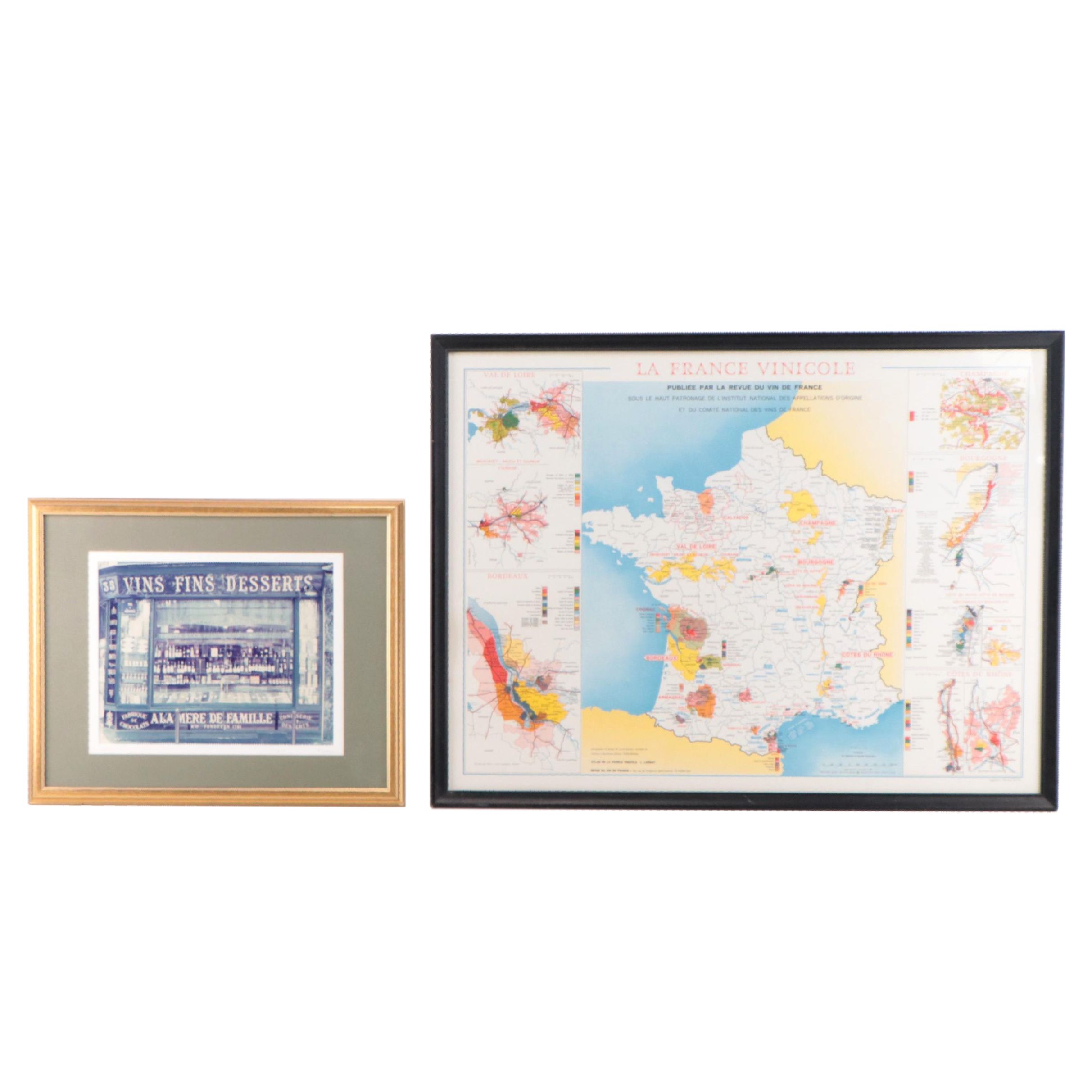 Color Lithograph Map of France and Photograph of Parisian Storefront | EBTH
