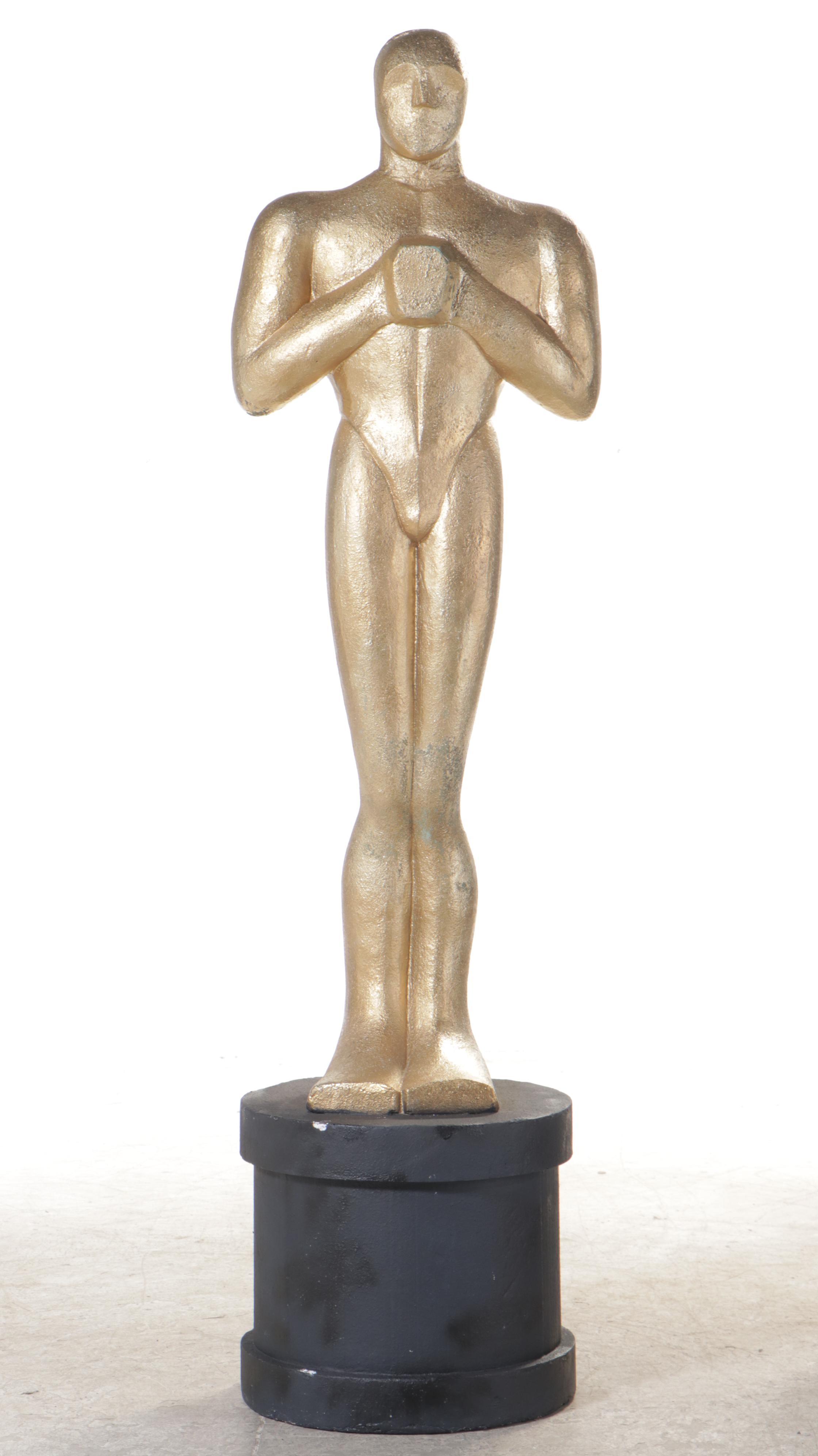 Monumental Gilt and Parcel-Ebonized Polystyrene Foam "Oscar" Statue | EBTH