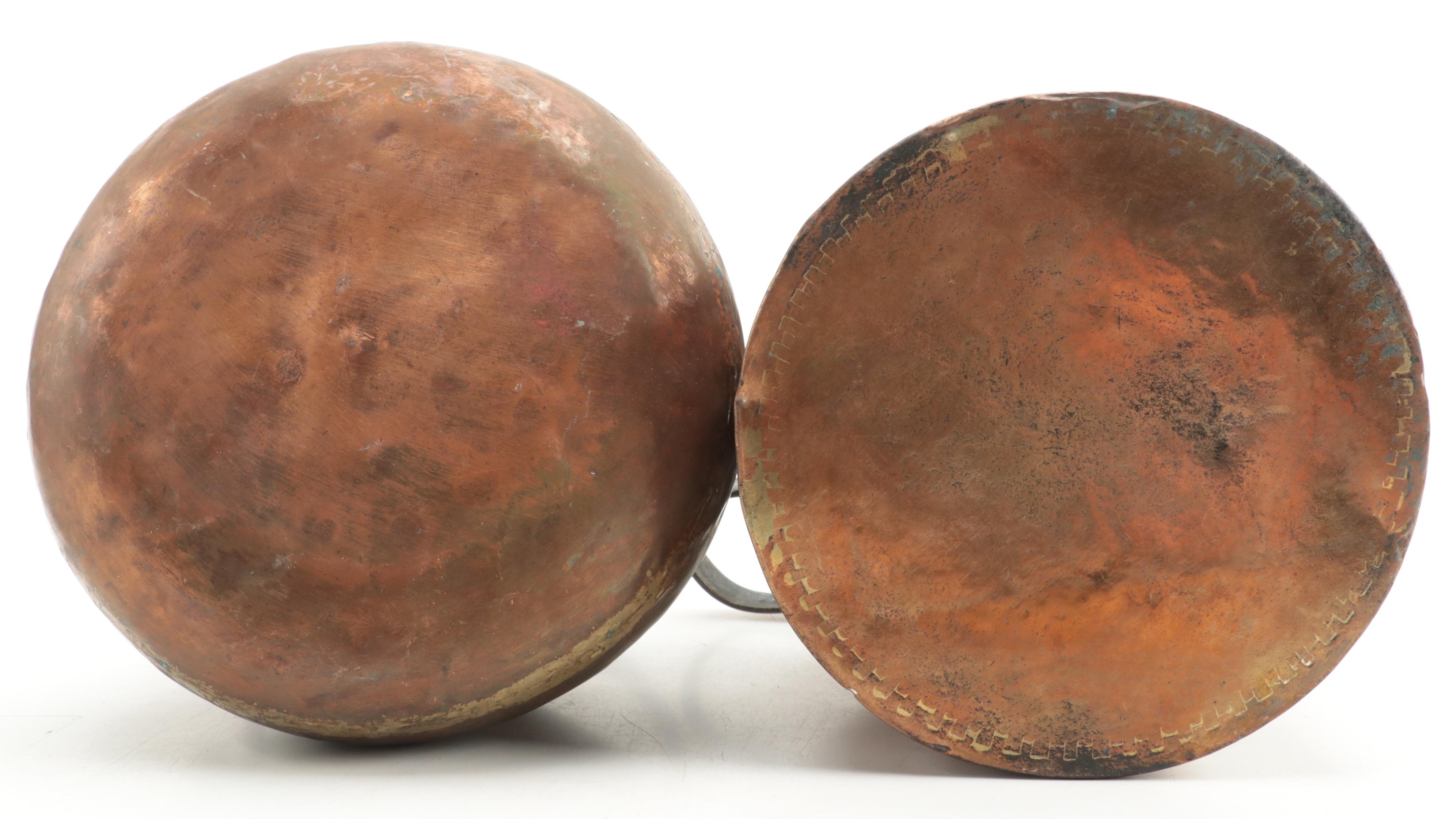 Middle Eastern Copper Hanging Cauldron and Dovetailed Lidded Pot | EBTH