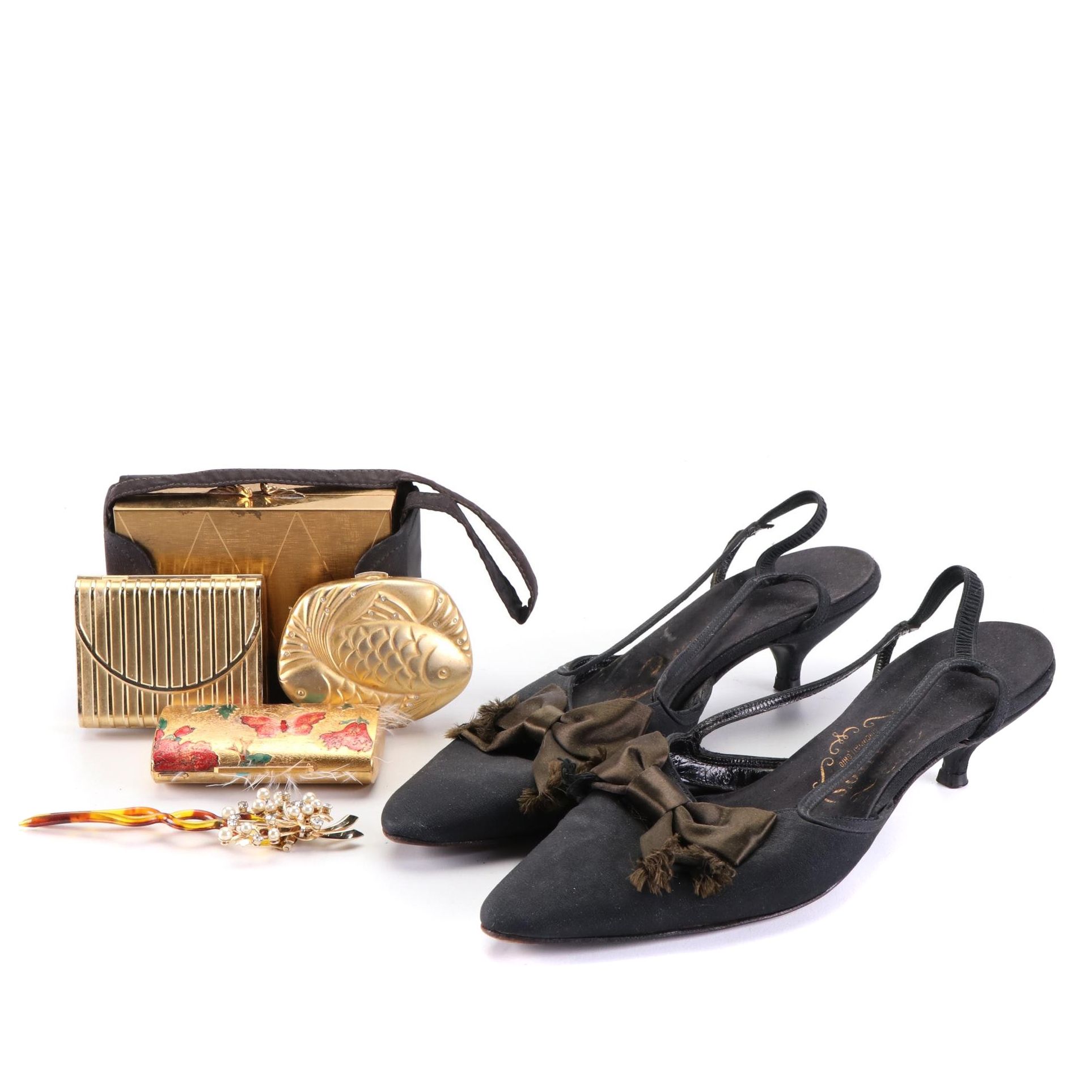 Volupté Sophisticase Minaudière, Piccolino Satin Slingbacks, and More ...