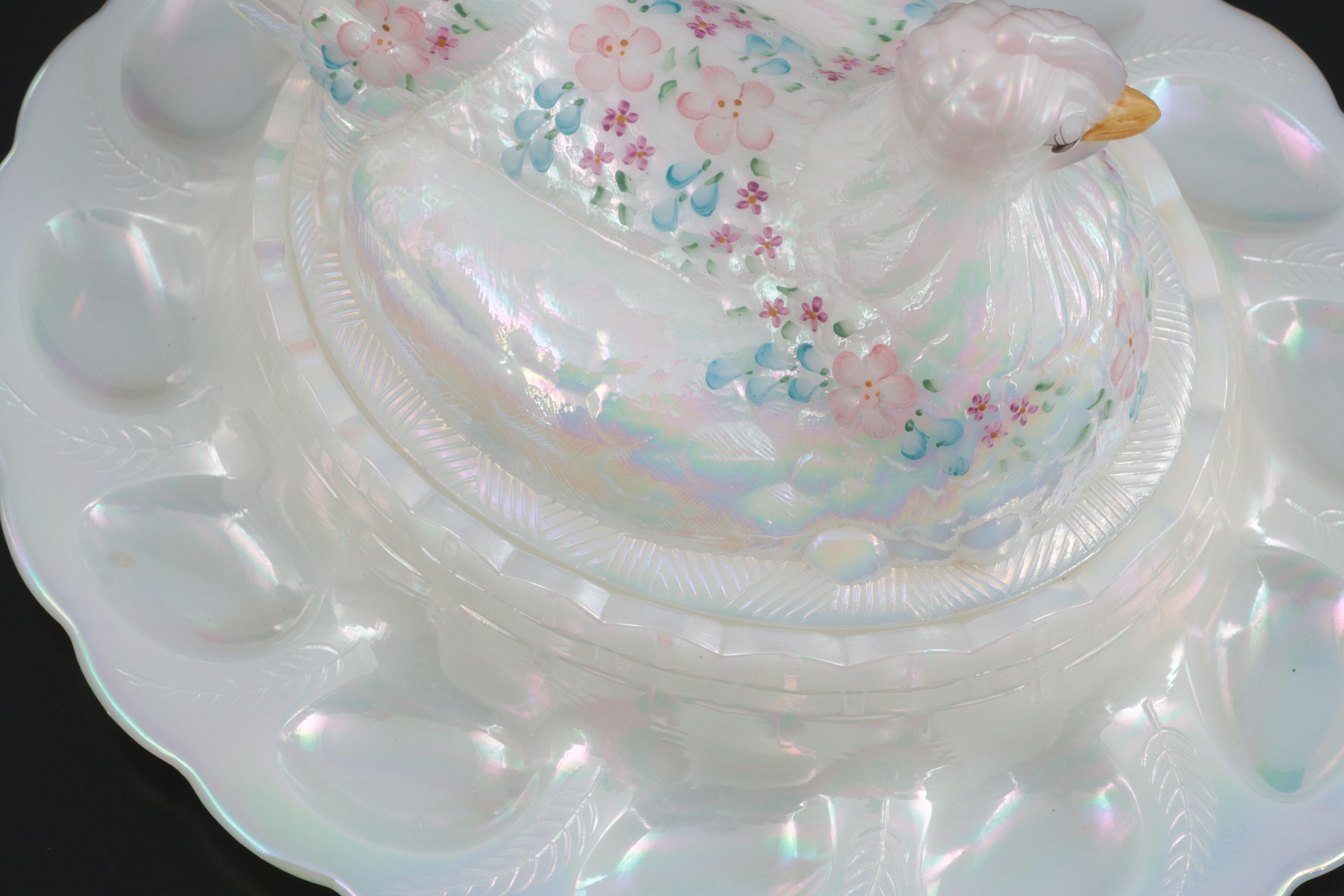 Fenton Limited Edition Artist Signed Glass Deviled Egg Server with ...