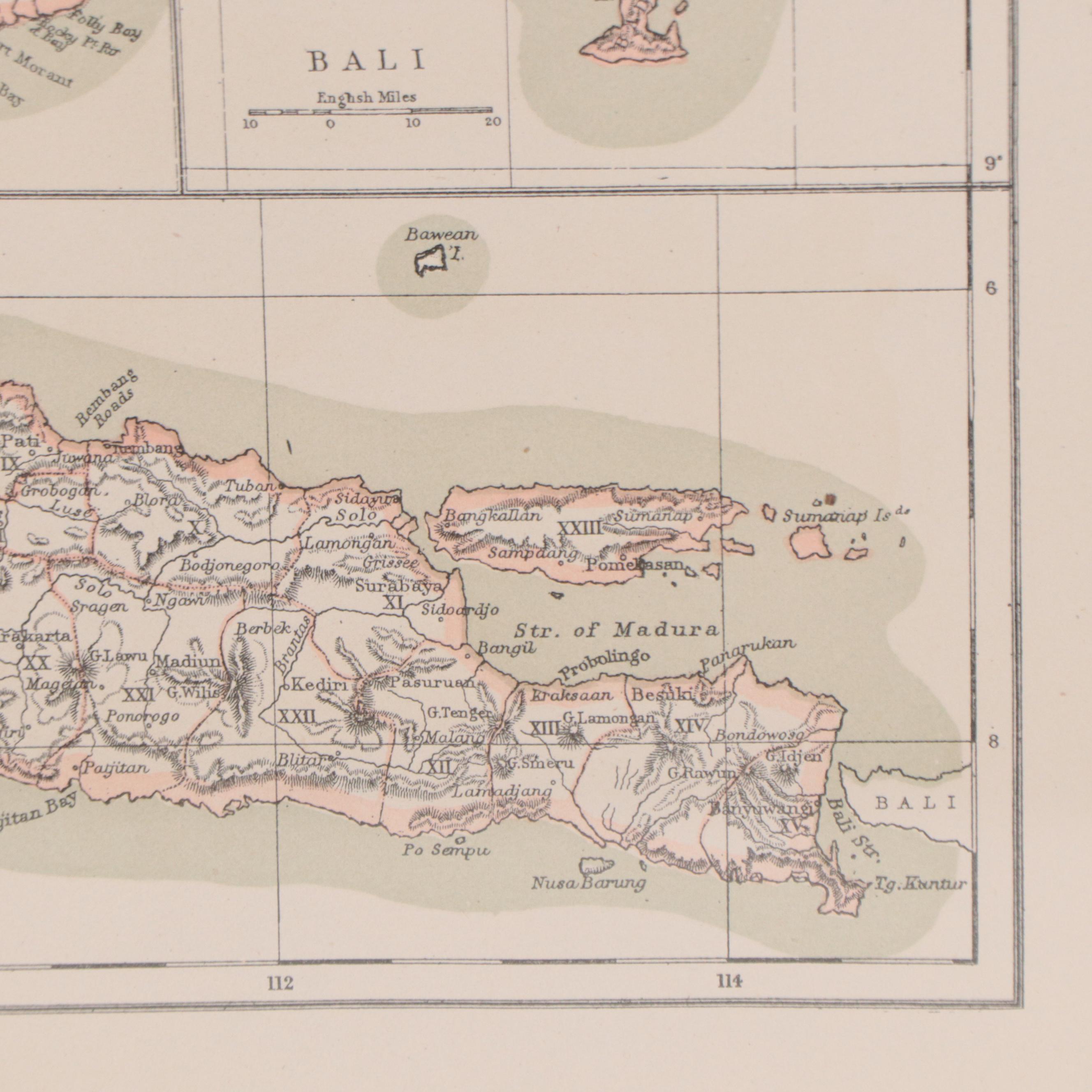 Encyclopædia Britannica Wax Engraving Map of Jamaica, Java and Bali ...