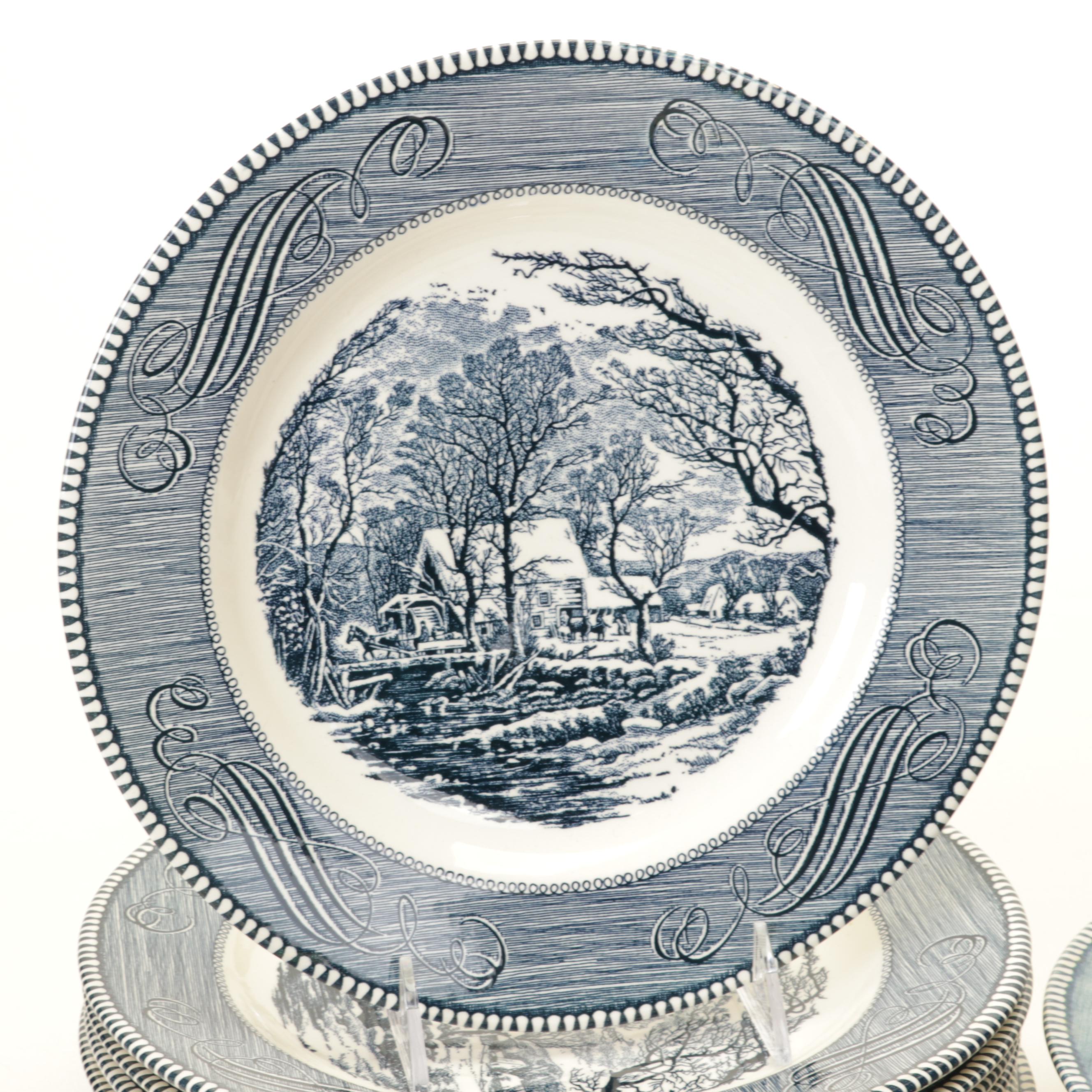 Royal China "Currier & Ives Blue" Dinnerware, 1950-1970 | EBTH
