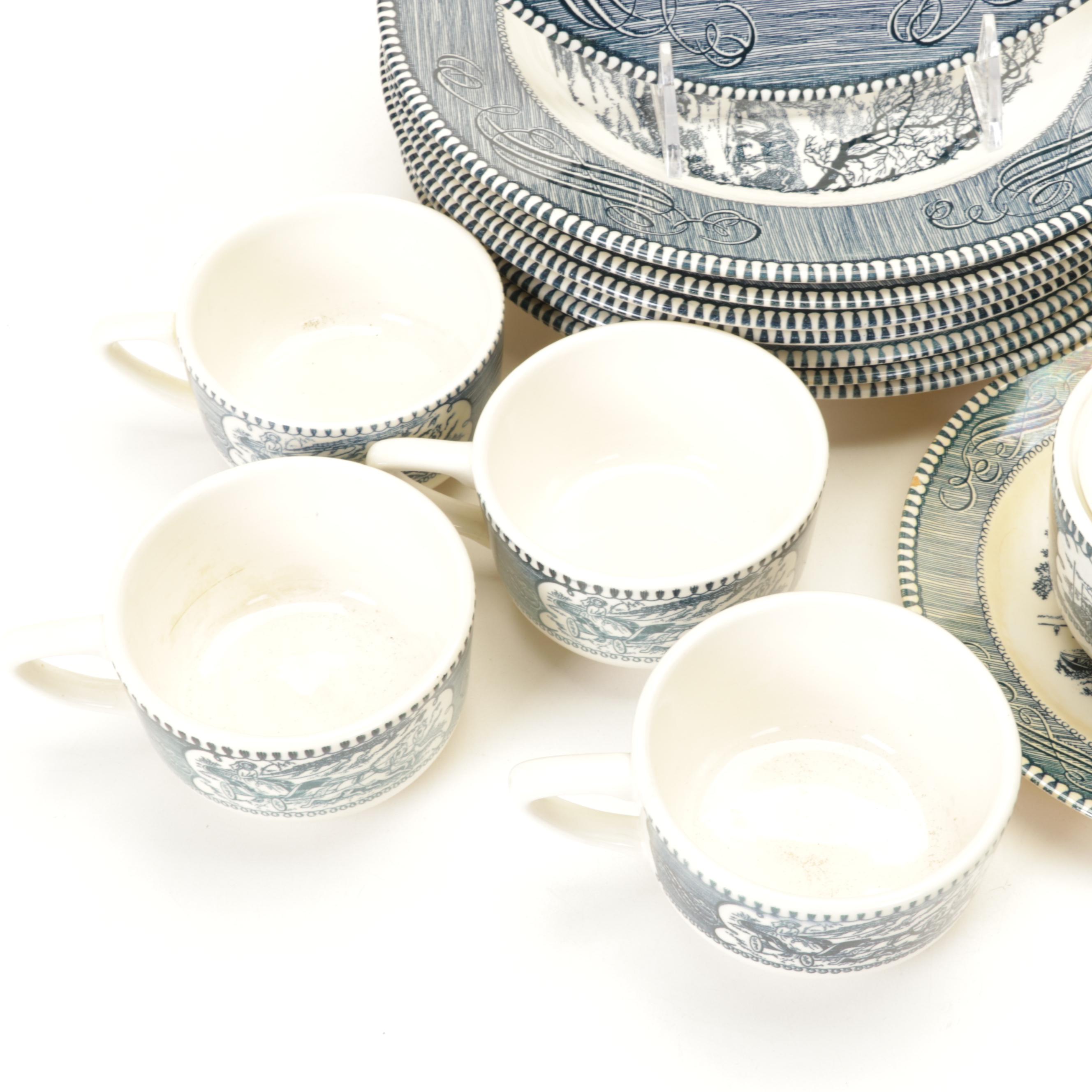 Royal China "Currier & Ives Blue" Dinnerware, 1950-1970 | EBTH