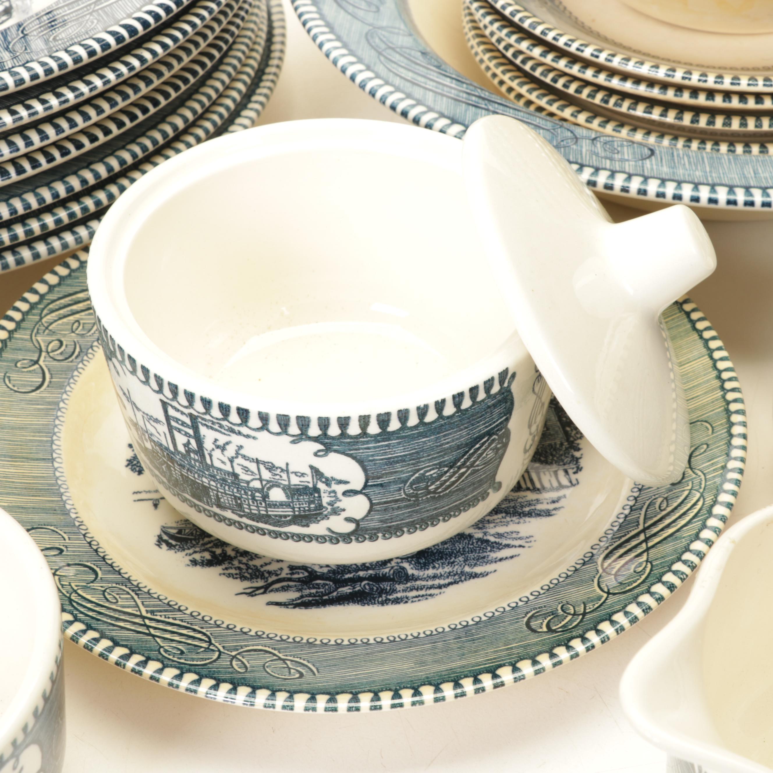 Royal China "Currier & Ives Blue" Dinnerware, 1950-1970 | EBTH