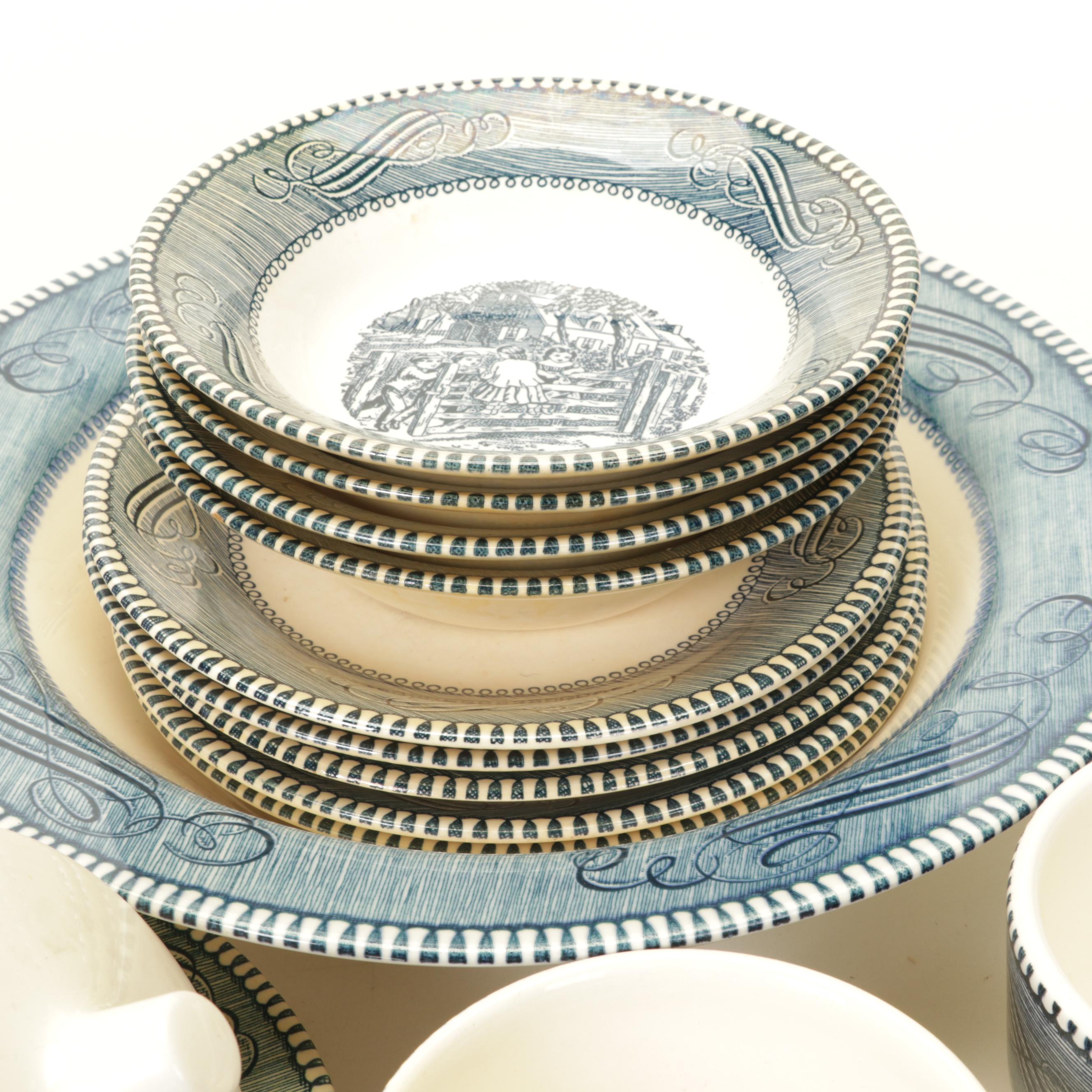 Royal China "Currier & Ives Blue" Dinnerware, 1950-1970 | EBTH