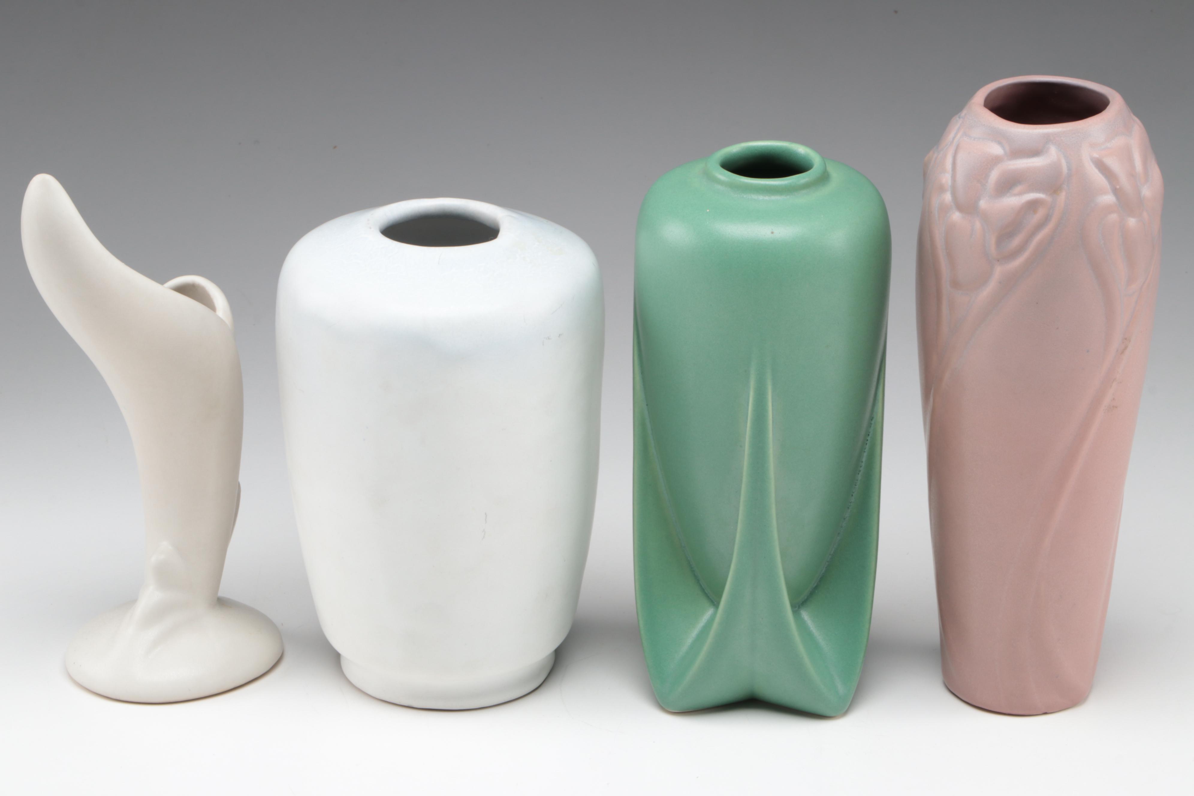 Van Briggle Pottery Ceramic Vases with Teco Pottery Reproduction Vase ...