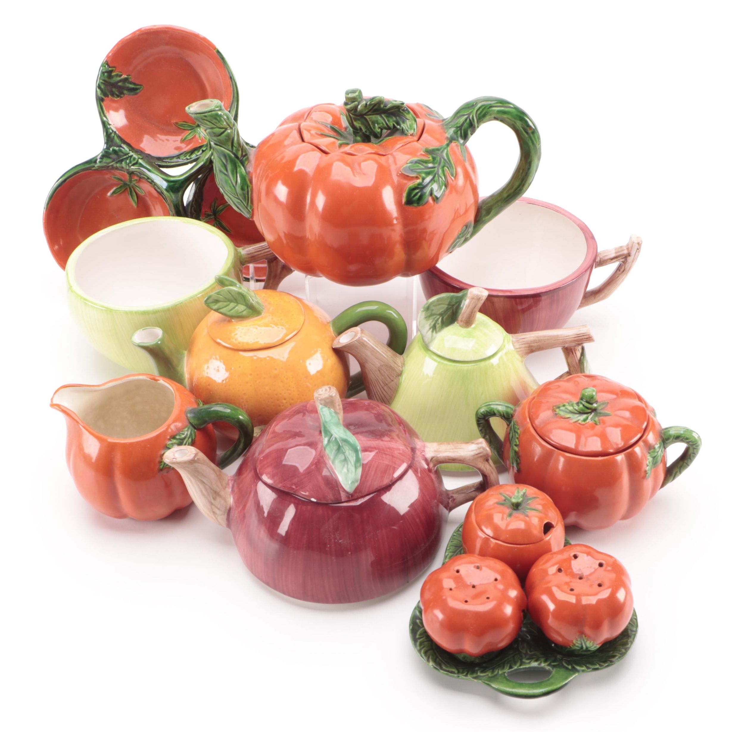 Japanese Maruhon Ware Tomato and Other Vegetable Shaped Tableware | EBTH