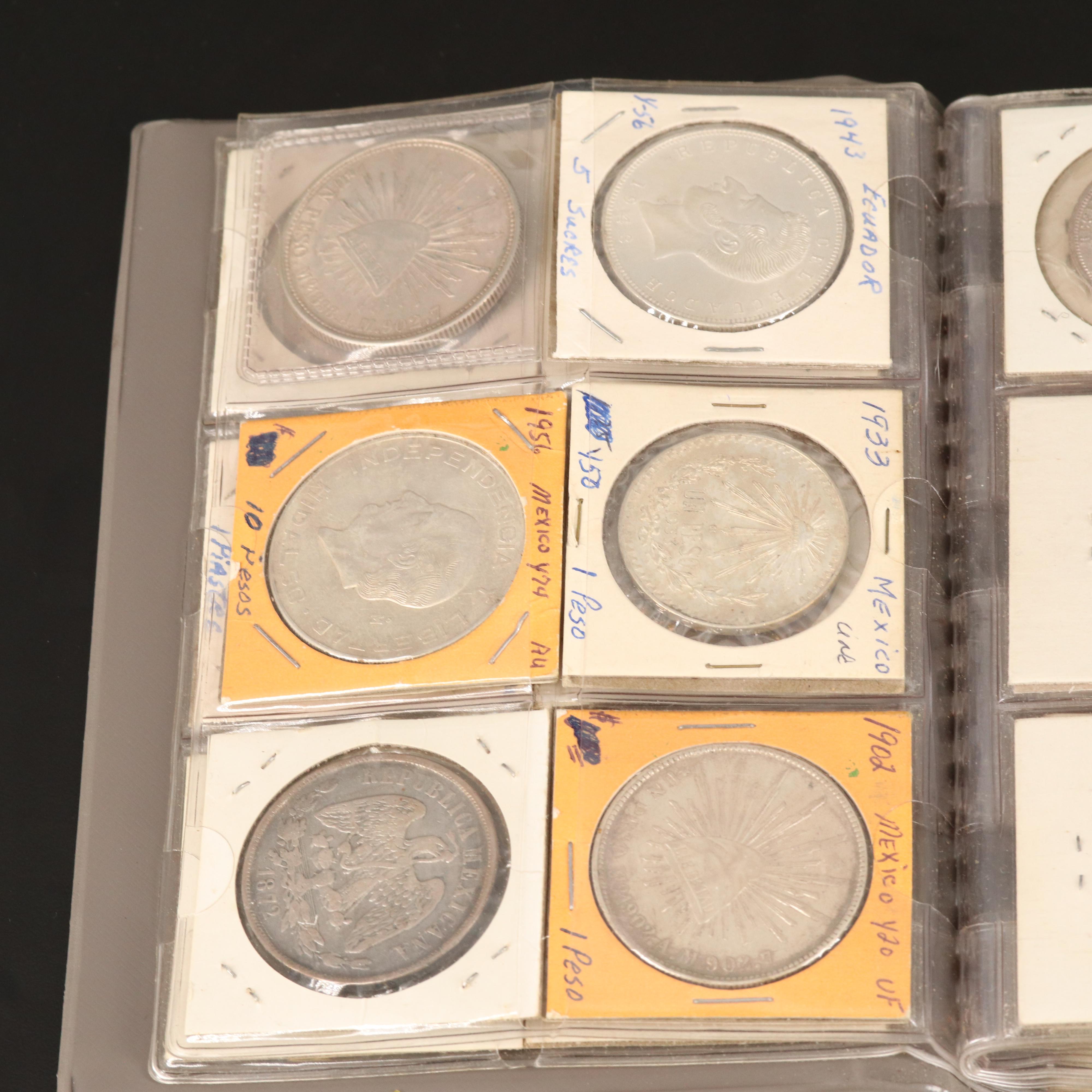 Coin Stock Book with 60 Various Foreign Coins | EBTH