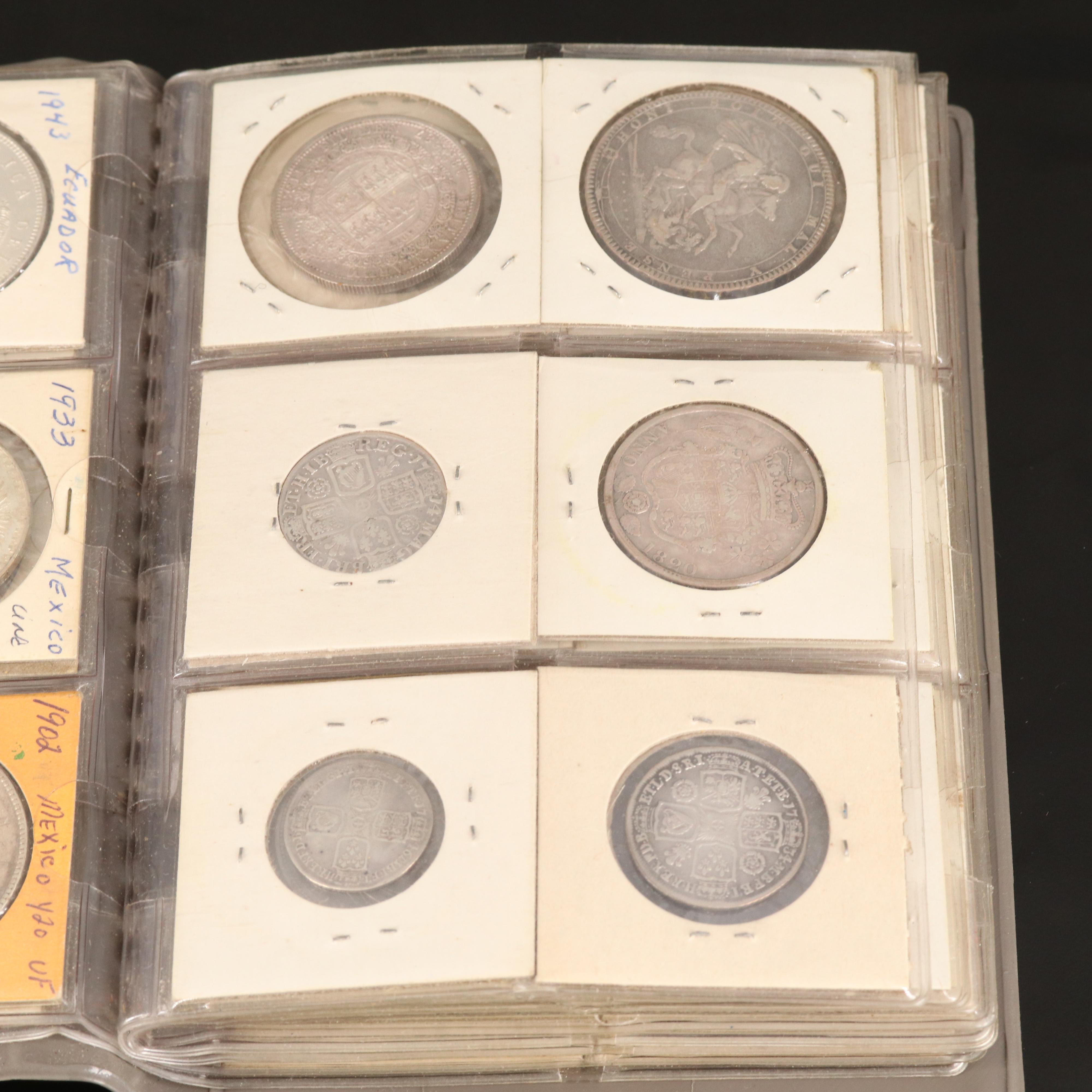 Coin Stock Book with 60 Various Foreign Coins | EBTH