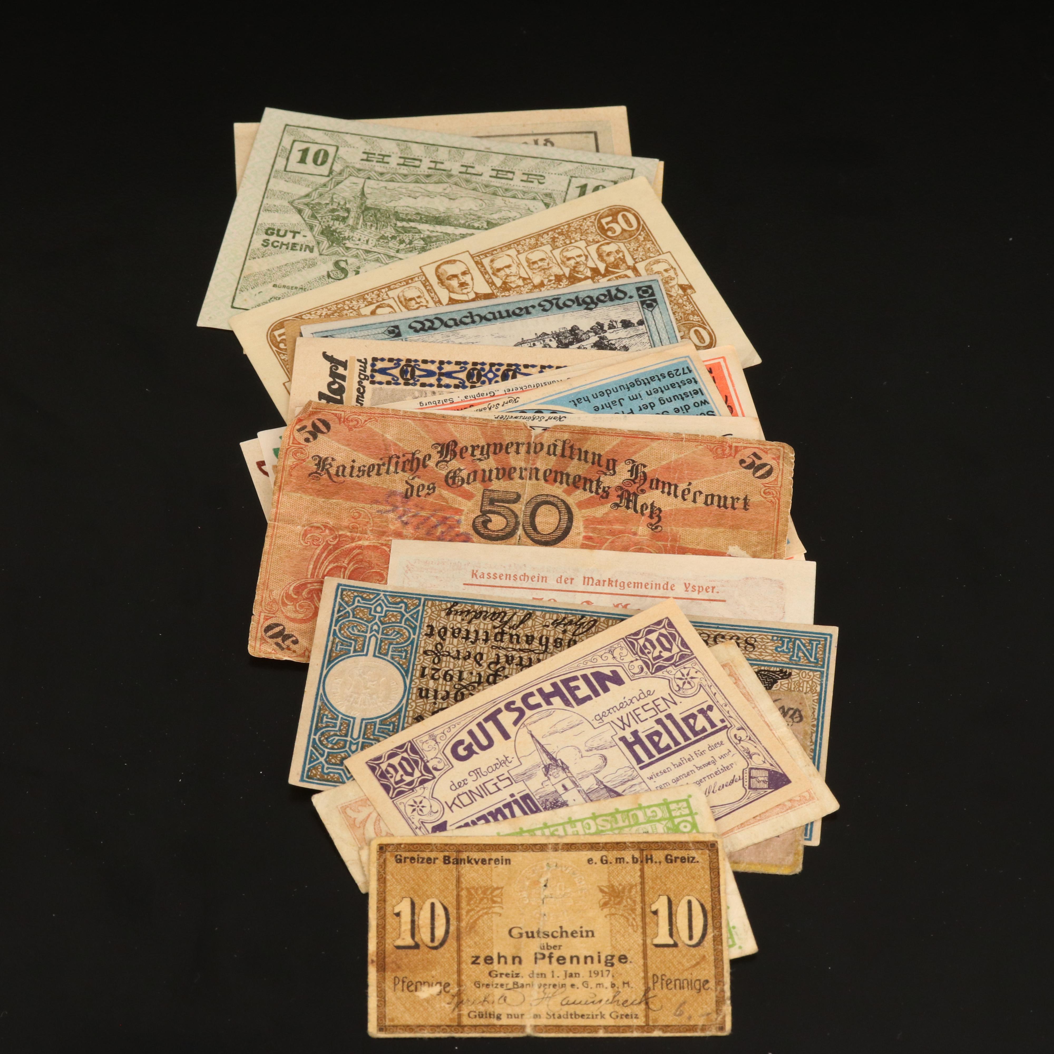 140 German and Austrian Notgeld Banknotes | EBTH