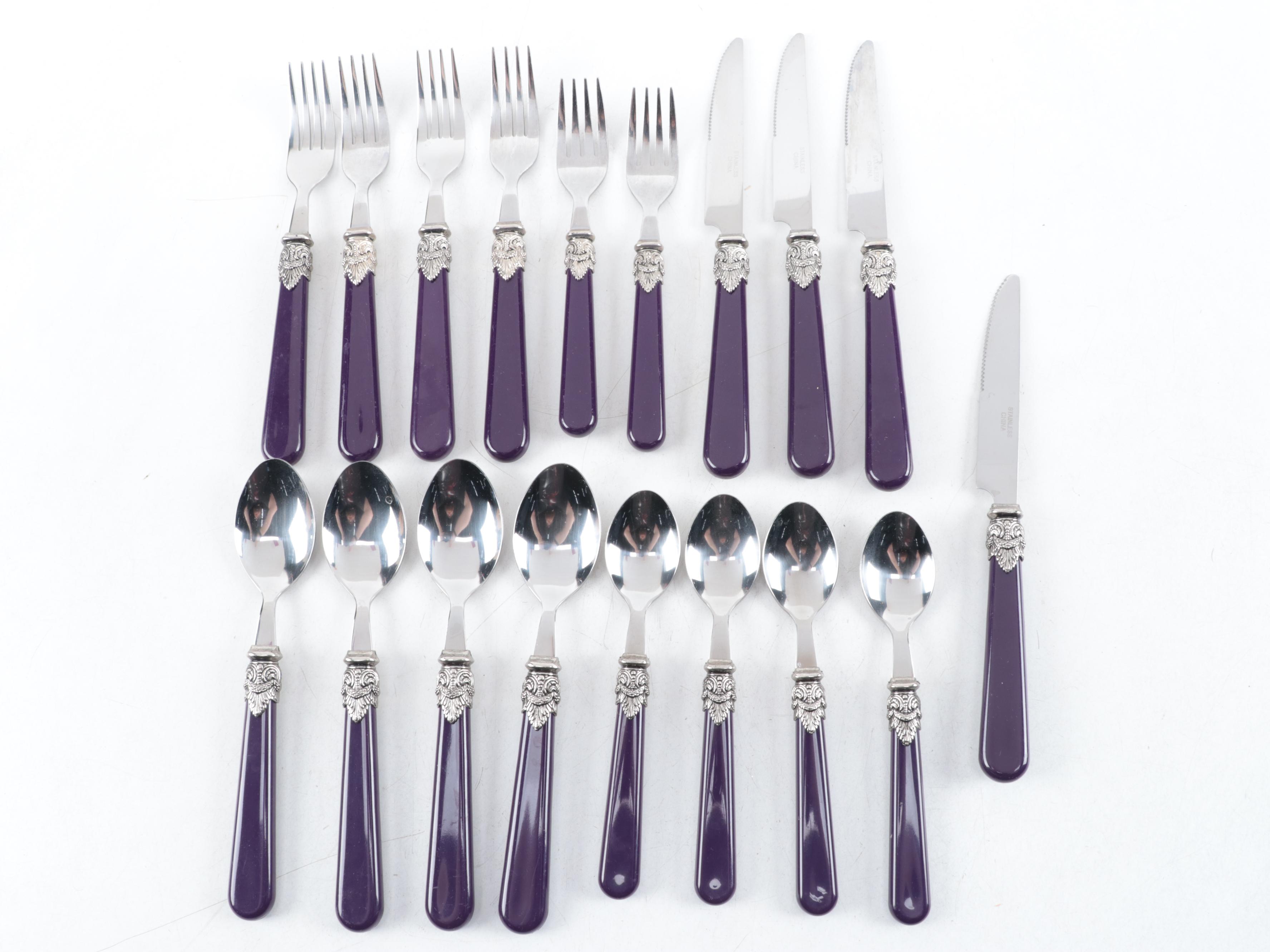 Oneida Kitchen Cutlery Block with Farberware Knives and Other Flatware ...