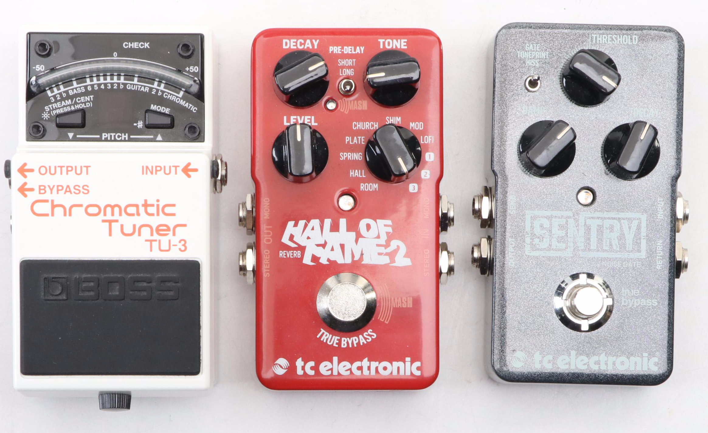TC Electronic Sentry and Hall of Fame 2 and Boss TU-3 Chromatic Tuner ...