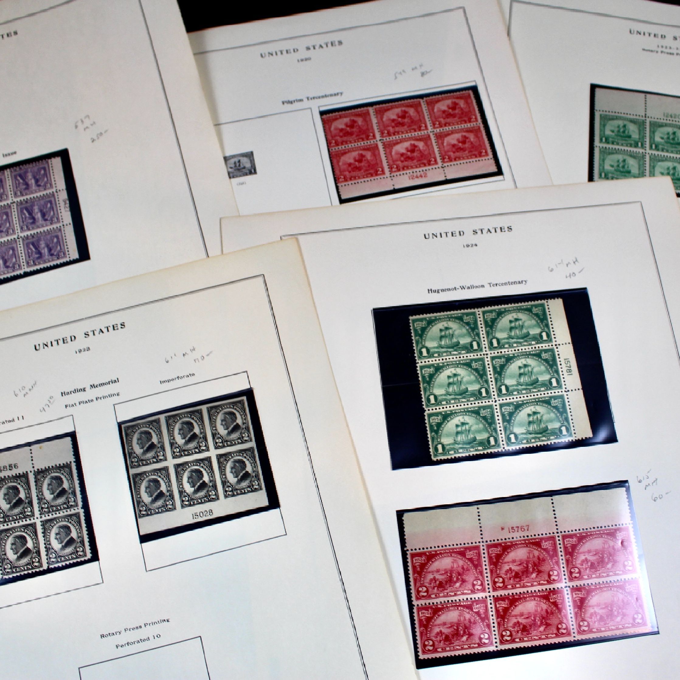 Seven Early Postage Stamp Plate Blocks | EBTH