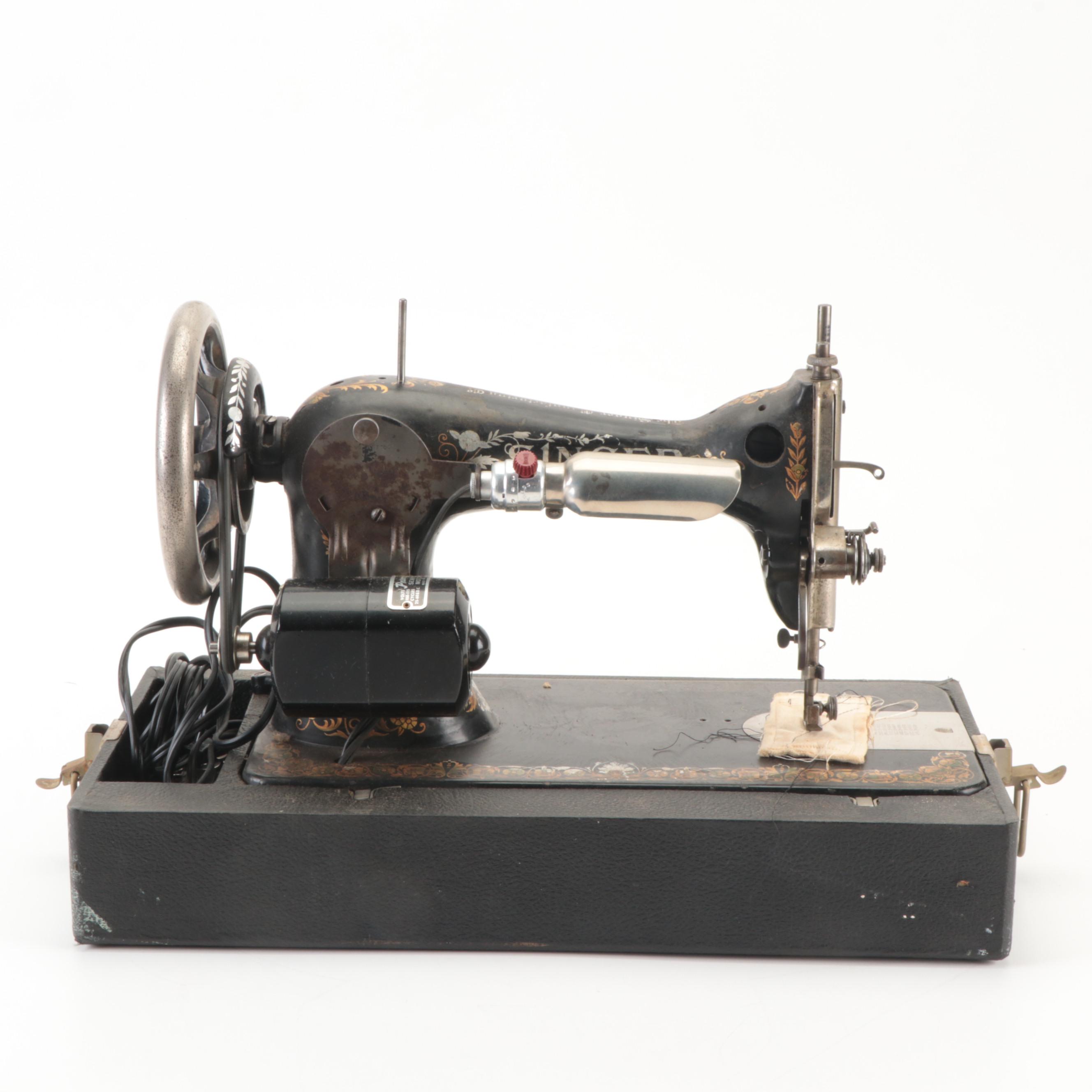 Singer Model 15 Electric Sewing Machine with Case, 1904 | EBTH