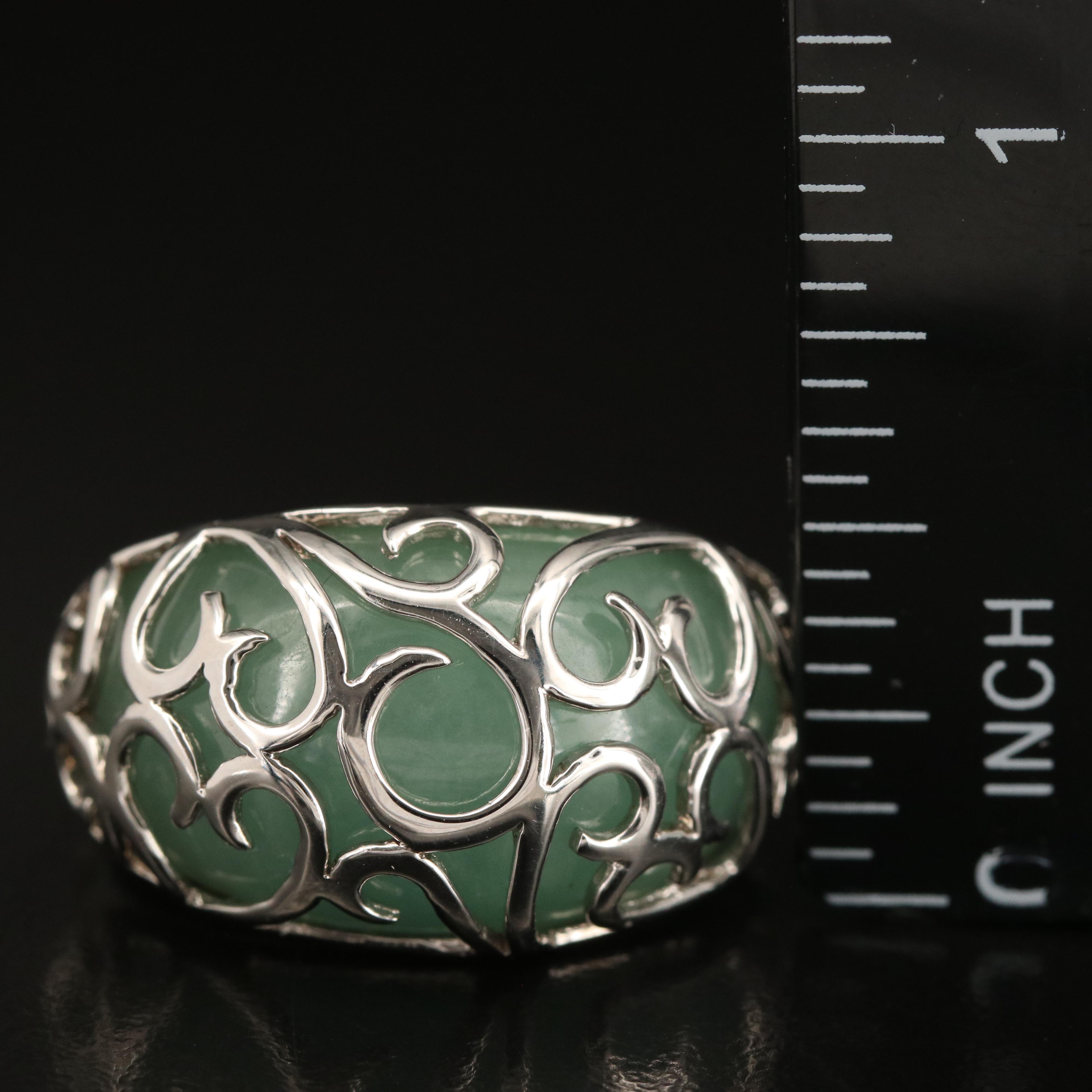 Sterling Jadeite Scrollwork Ring | EBTH