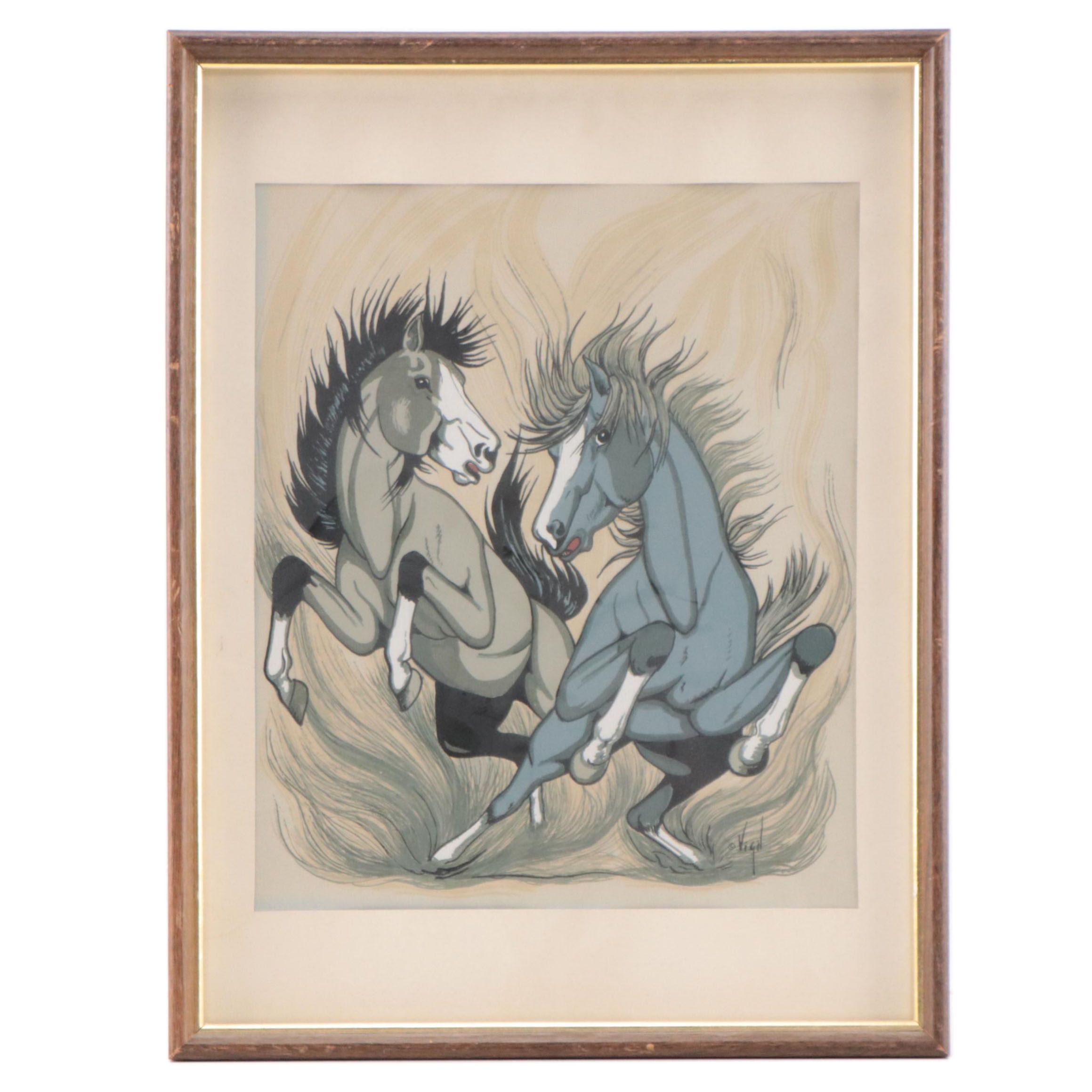 Serigraph After Frank Vigil of Wild Horses | EBTH