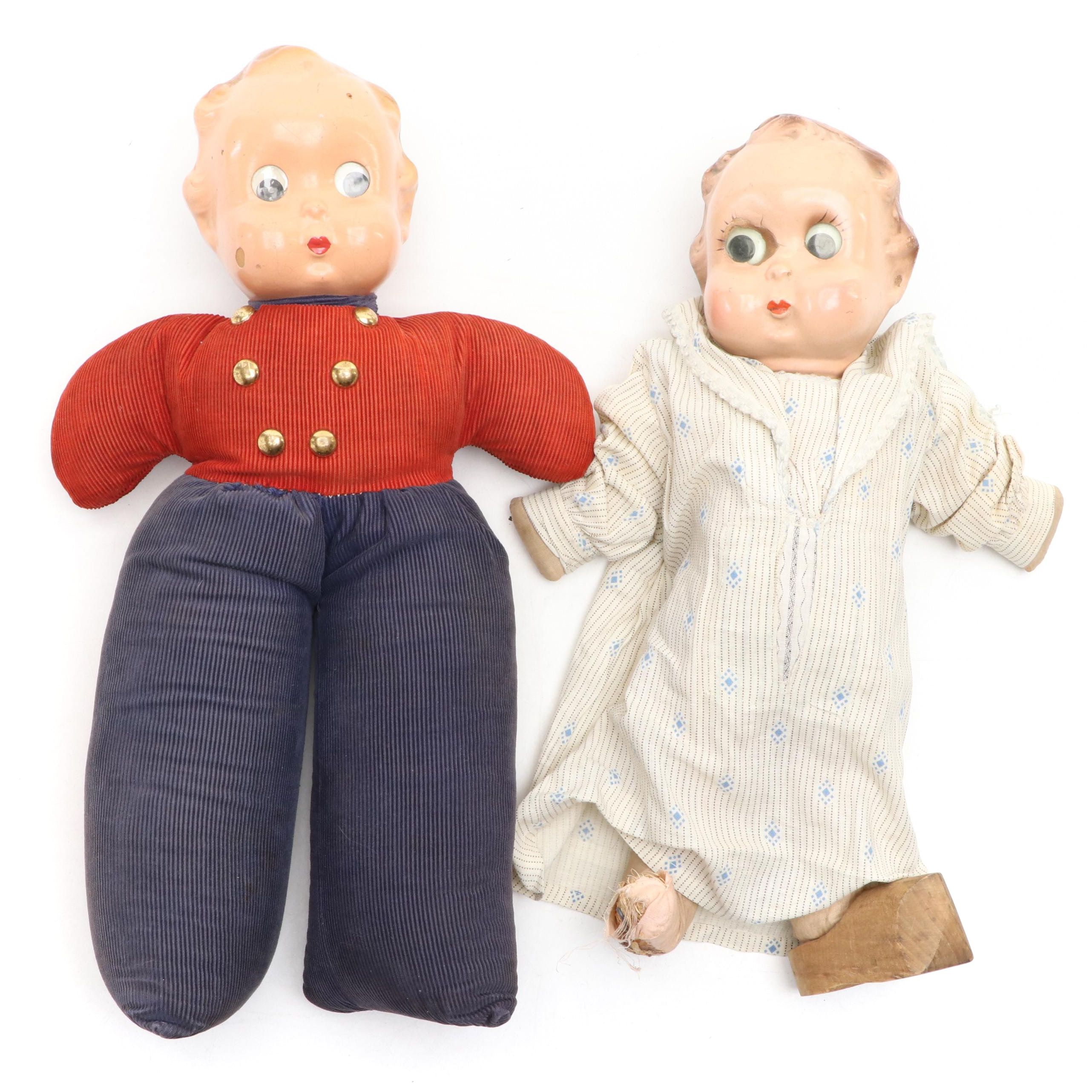 Composition and Fabric Googly Eye Dolls, Early to Mid-20th Century | EBTH