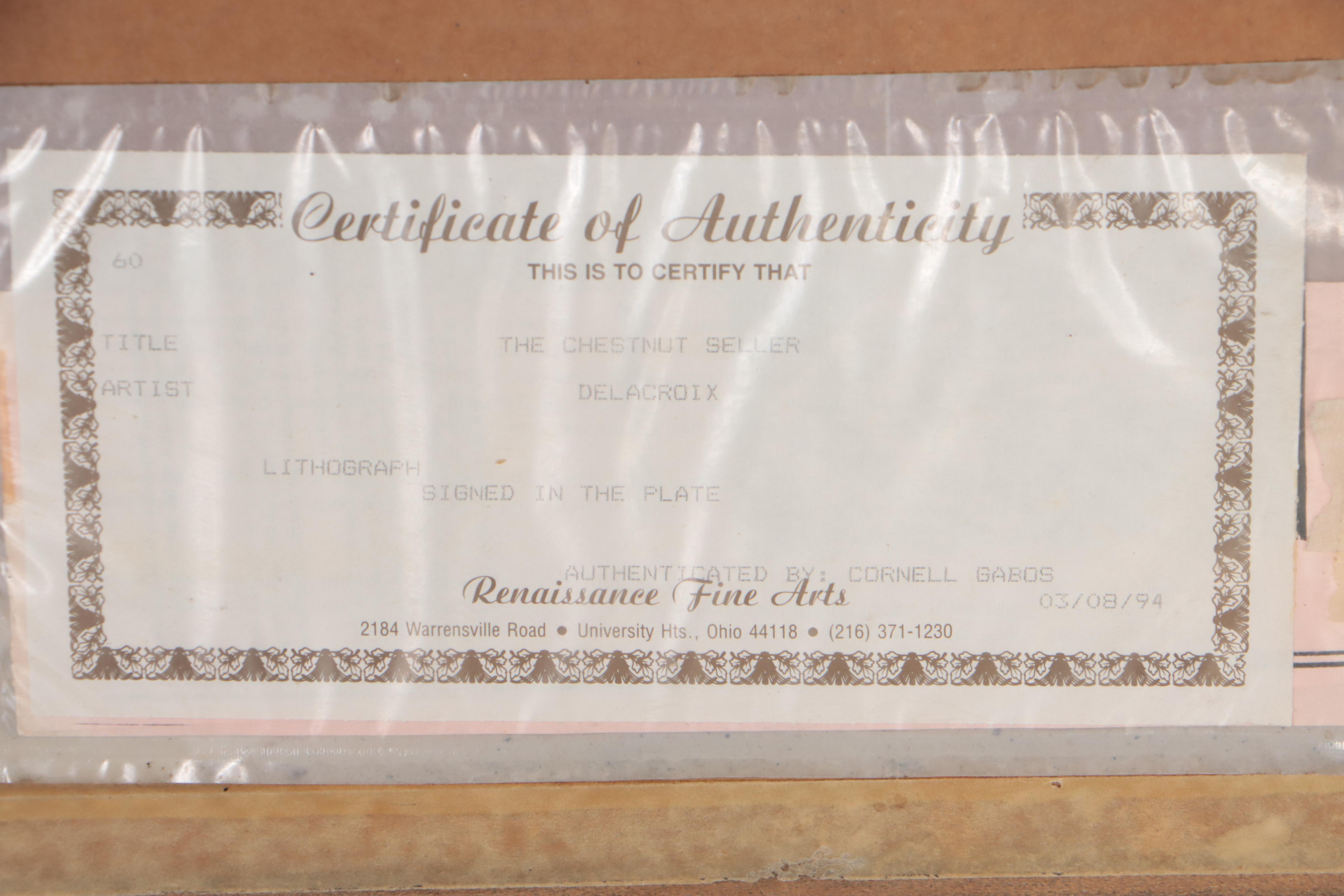 After Michel Delacroix Lithograph "The Chestnut Seller," Late 20th ...