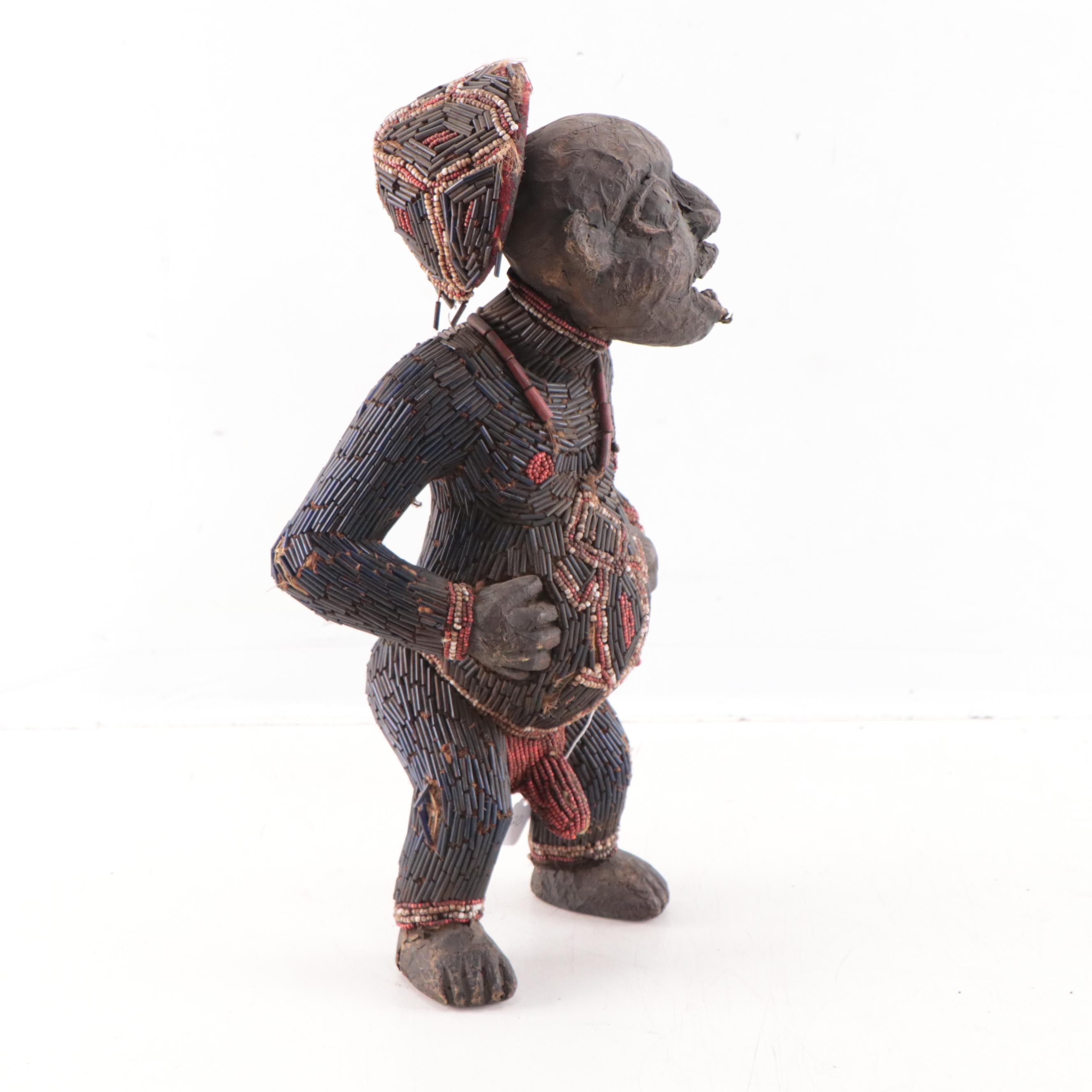 Bamileke/Bangwa Style Beaded Mask and Figure, Cameroon | EBTH