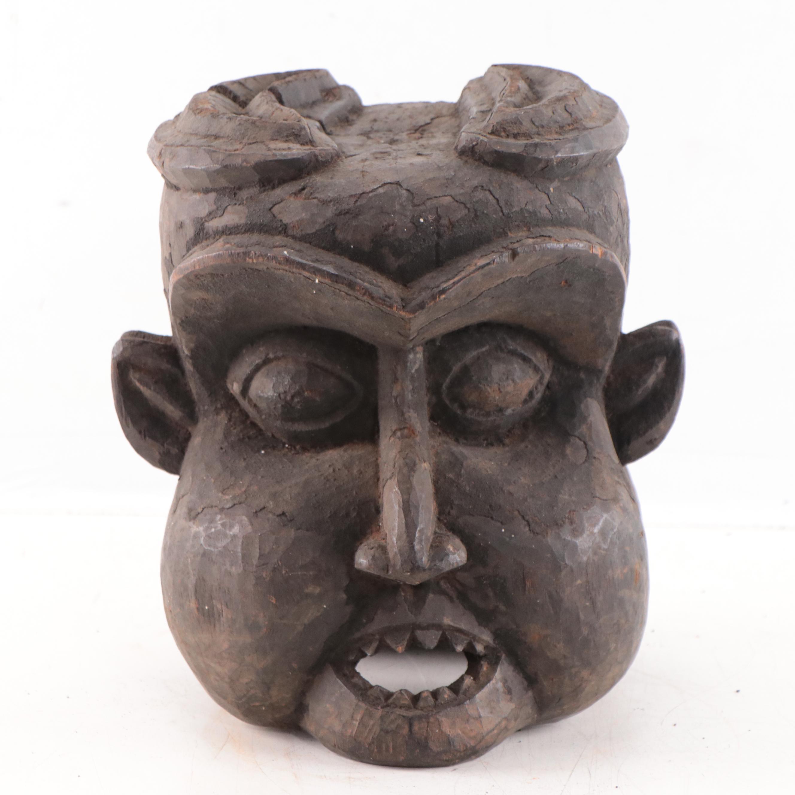Grassfields Wooden Janus Helmet Mask, Cameroon | EBTH