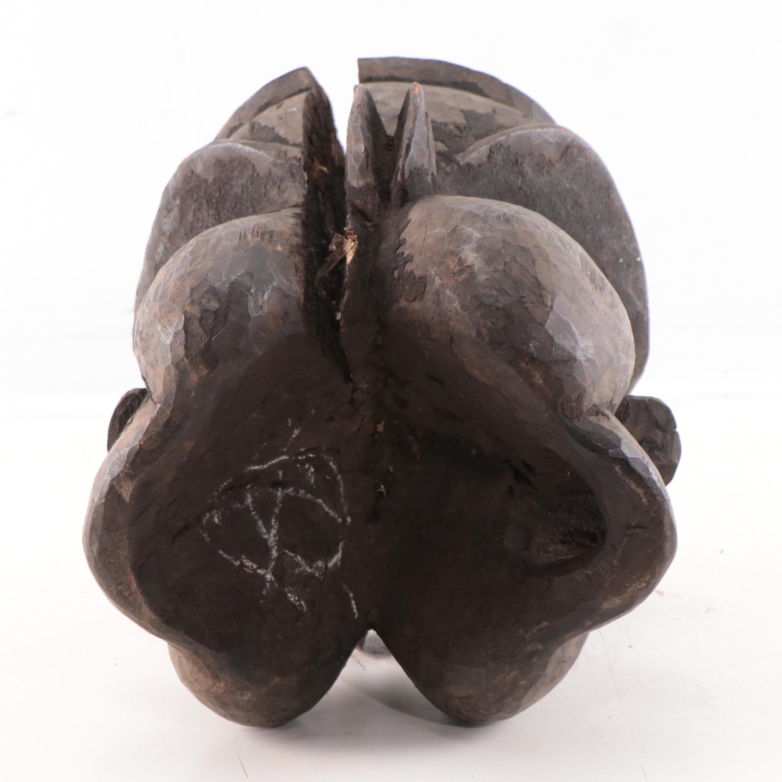 Grassfields Wooden Janus Helmet Mask, Cameroon | EBTH