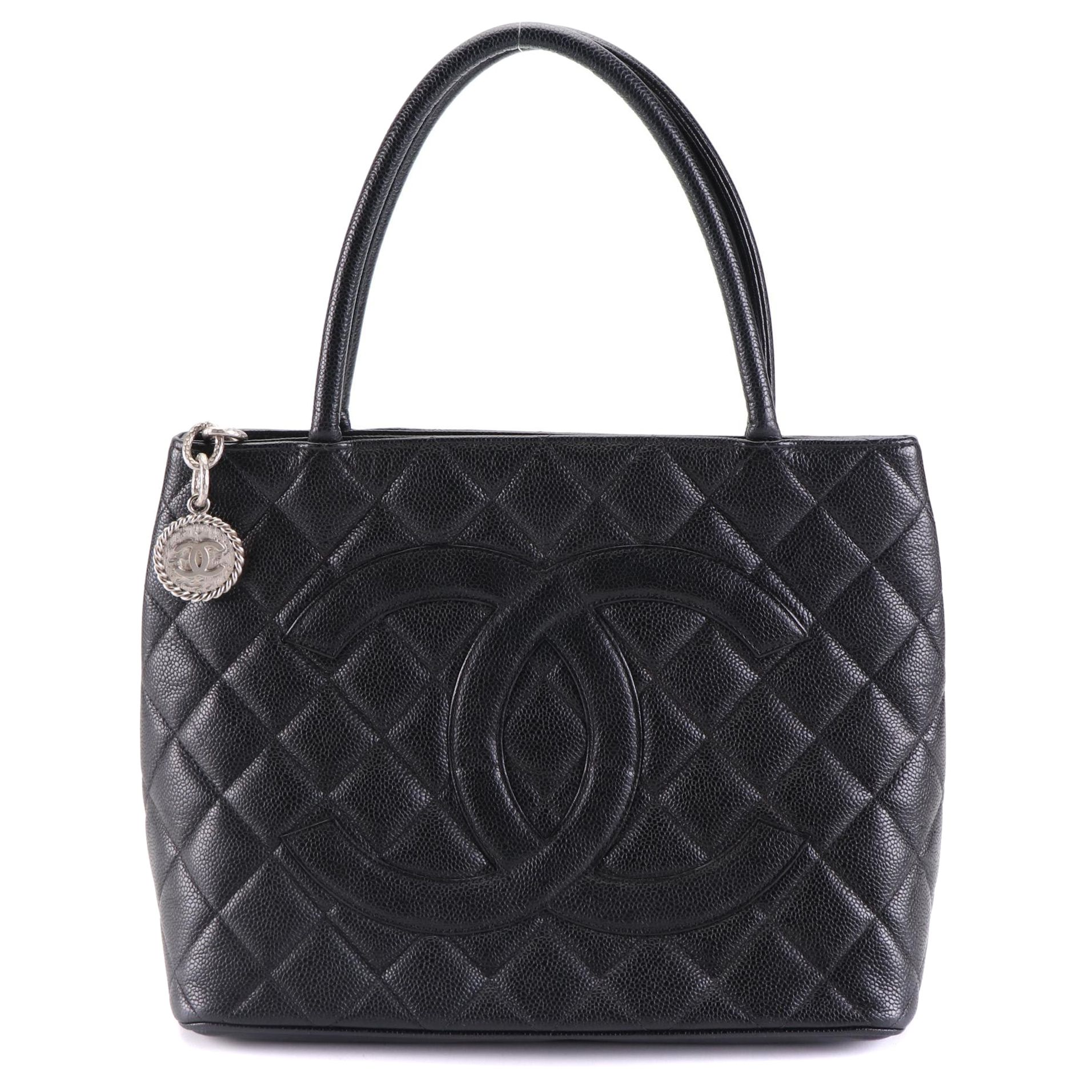 Chanel Medallion Tote in Black Quilted Caviar Leather | EBTH