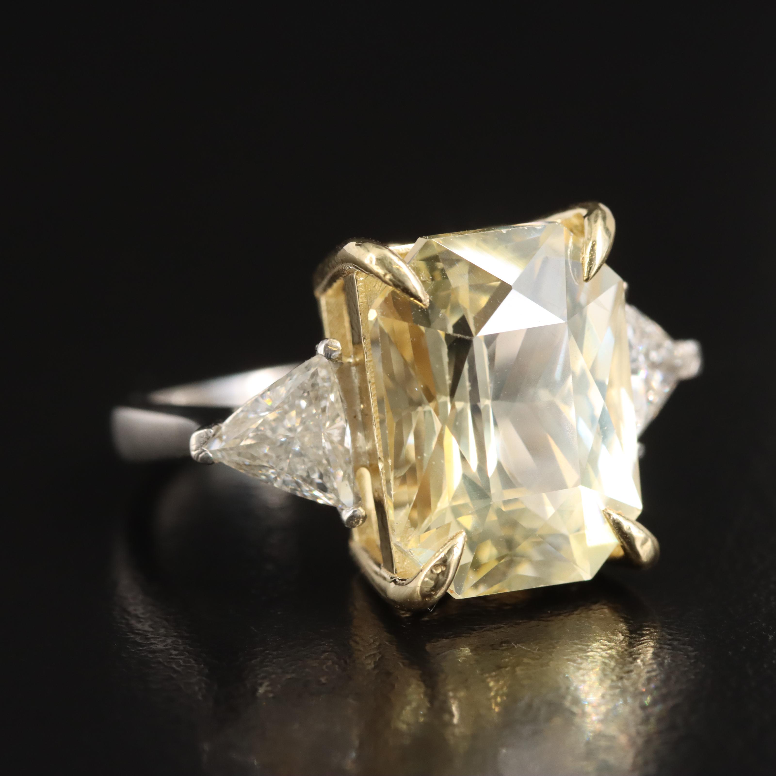 Platinum 10.31 CT Unheated Ceylon Sapphire and Diamond Ring with GIA ...