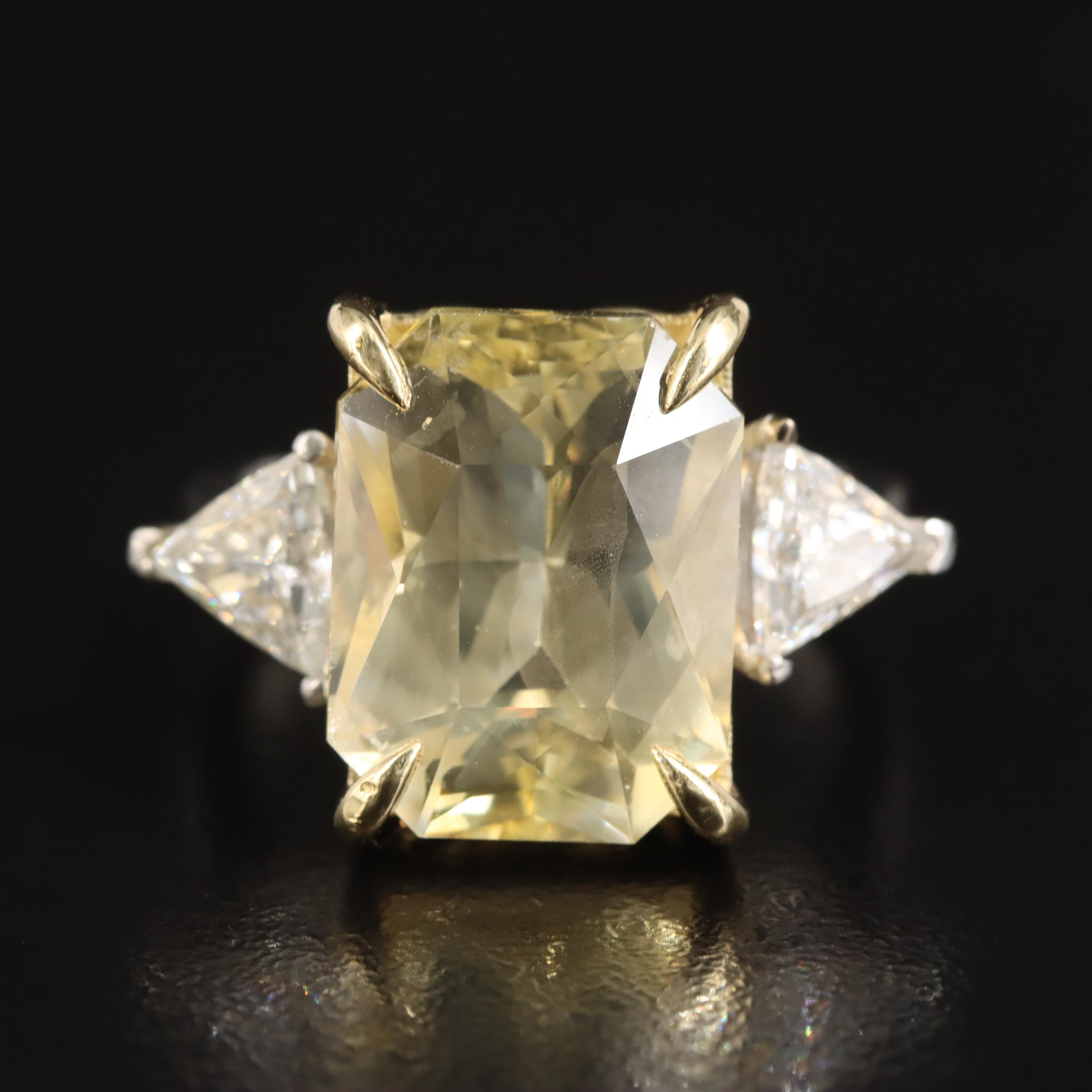 Platinum 10.31 CT Unheated Ceylon Sapphire and Diamond Ring with GIA ...