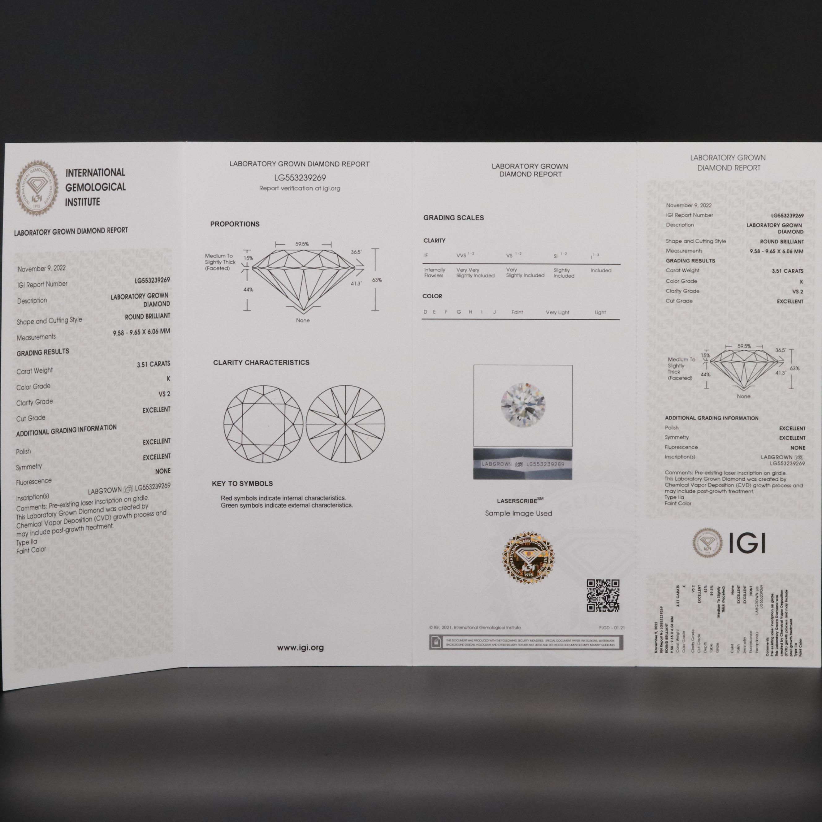 Loose 3.51 CT Lab Grown Diamond with IGI Report | EBTH