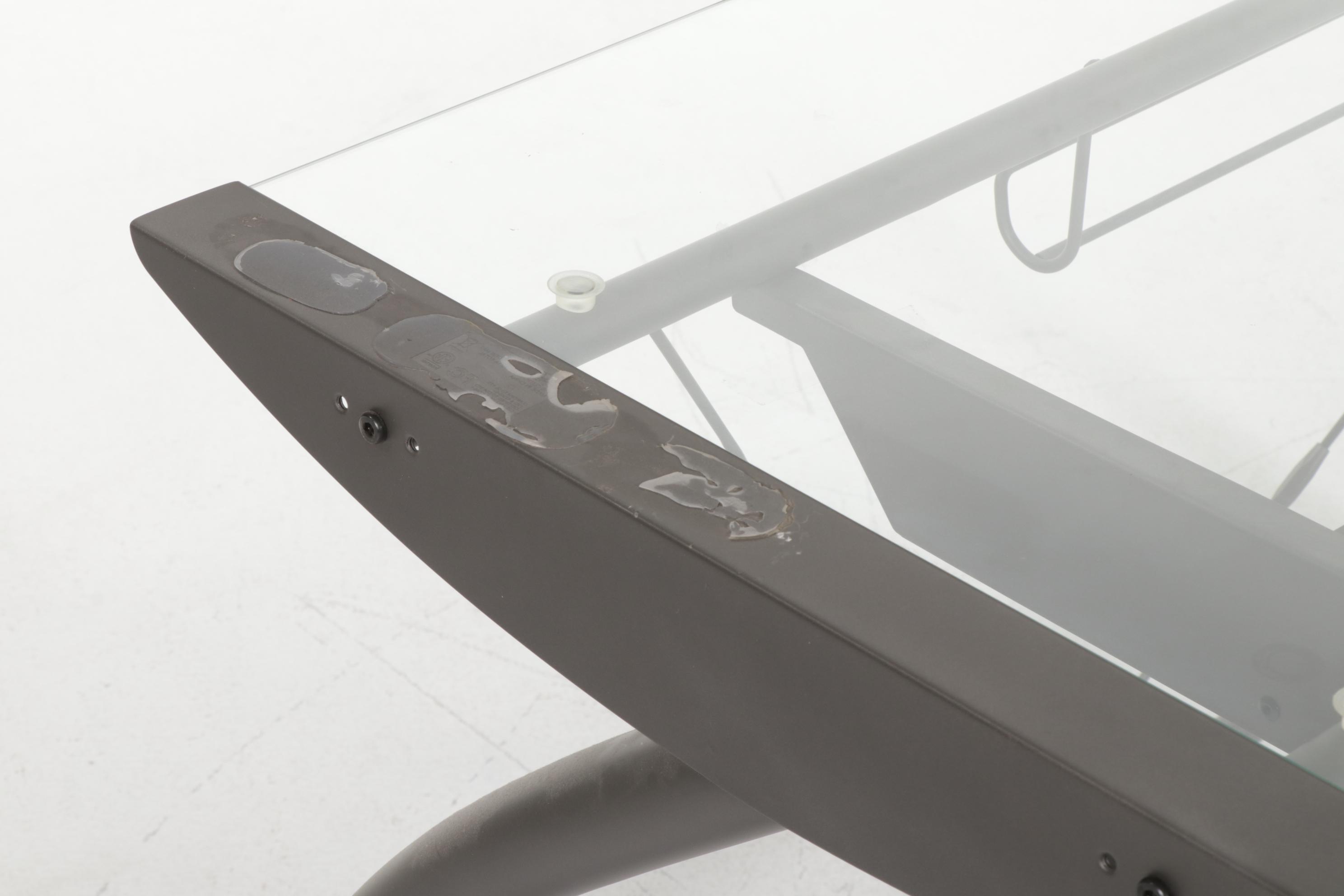 Contemporary L Shaped Glass Top Computer Desk Ebth 5287