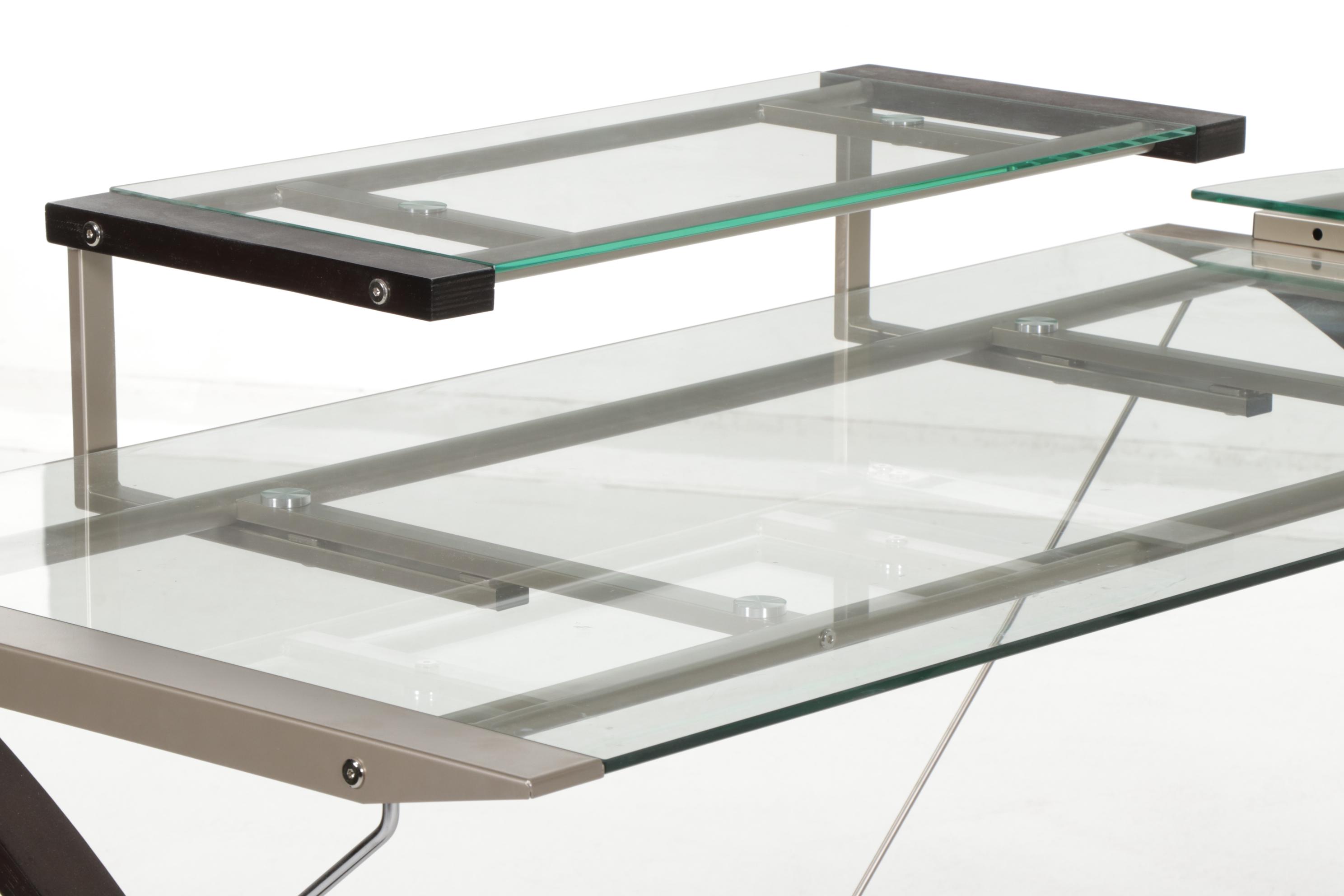 Modernist Style Three-Piece L-Shaped Glass and Metal Office Desk | EBTH