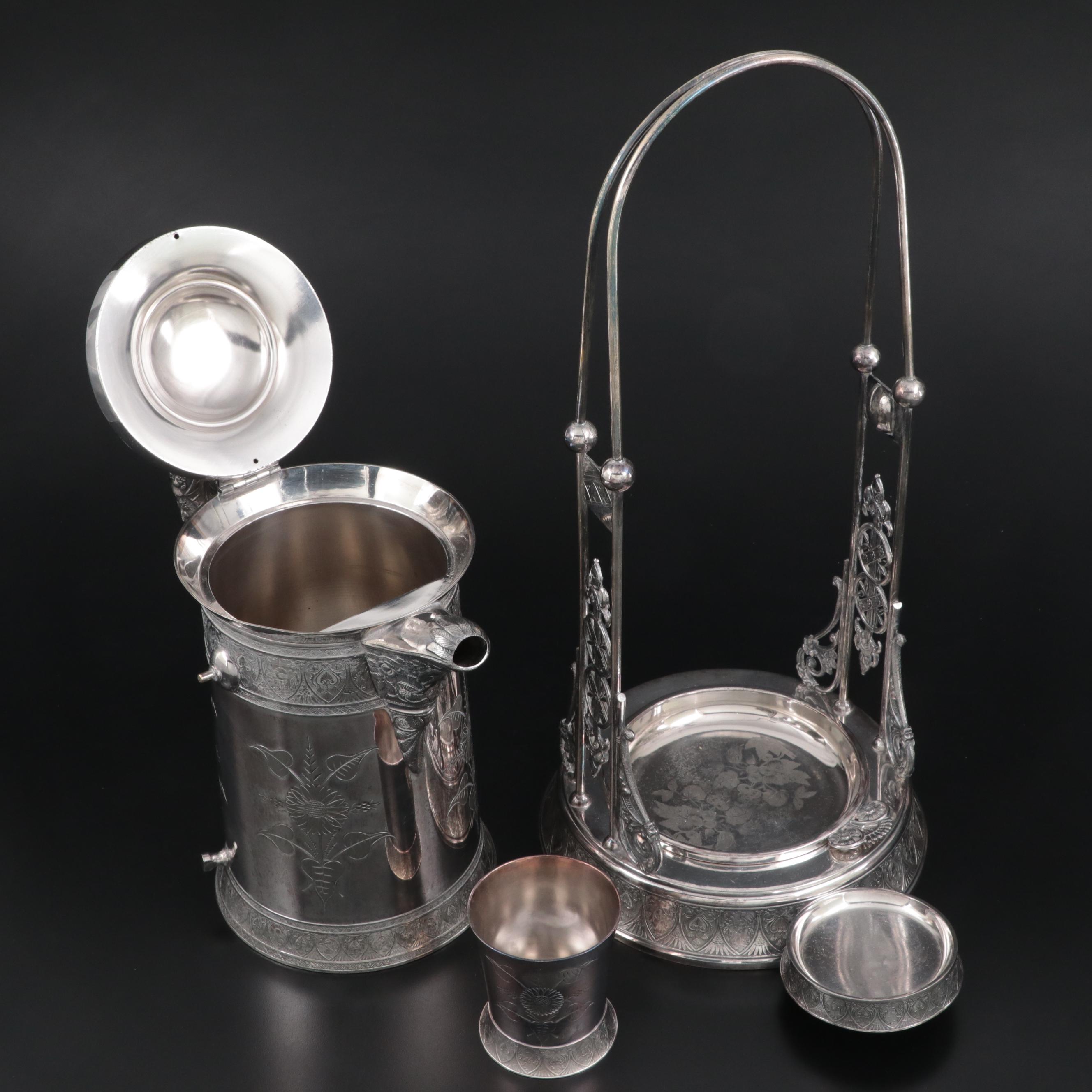 Aesthetic Movement Silver Plate Tea Service and Water Pitcher, Late ...