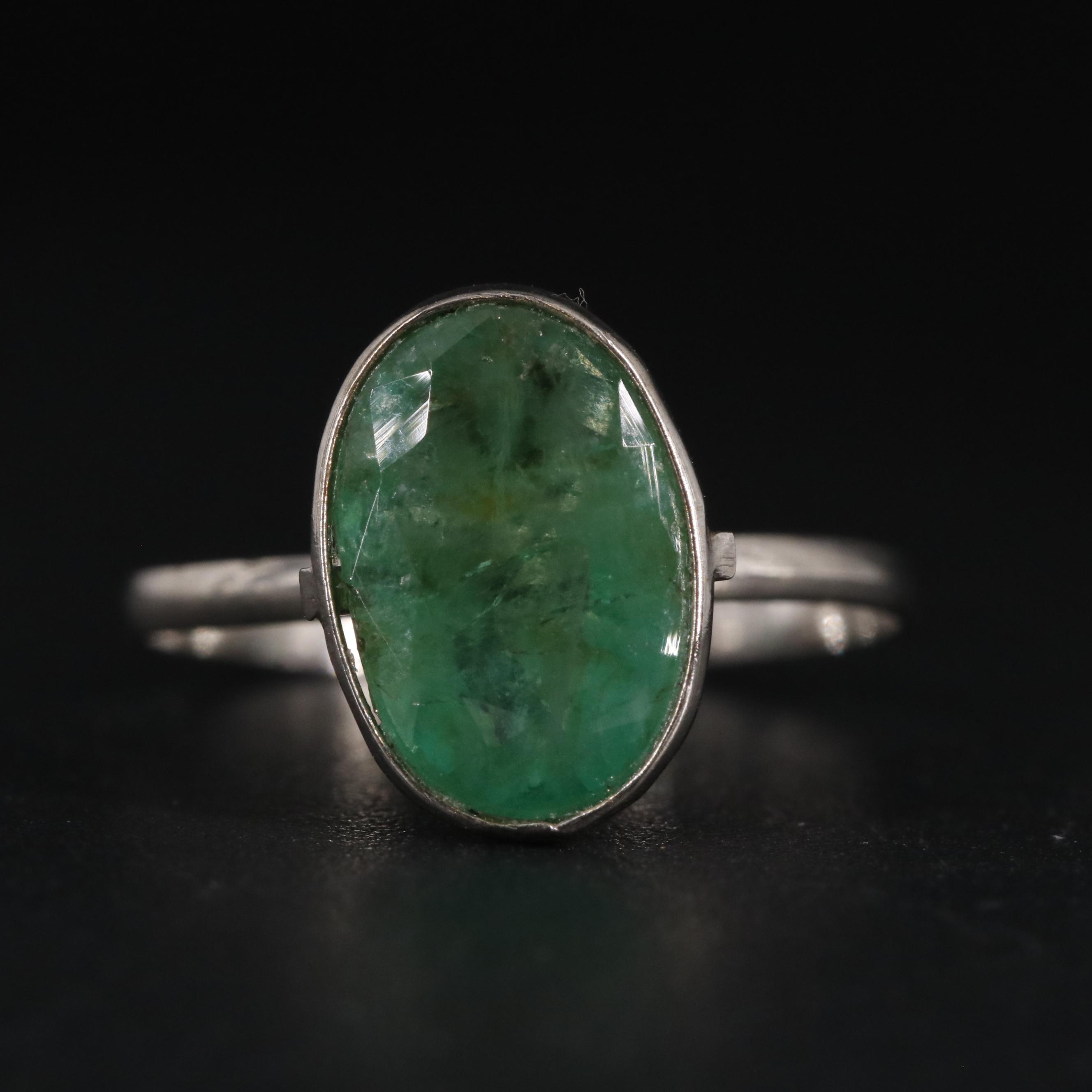 14K 3.03 CT Emerald Solitaire Ring | EBTH