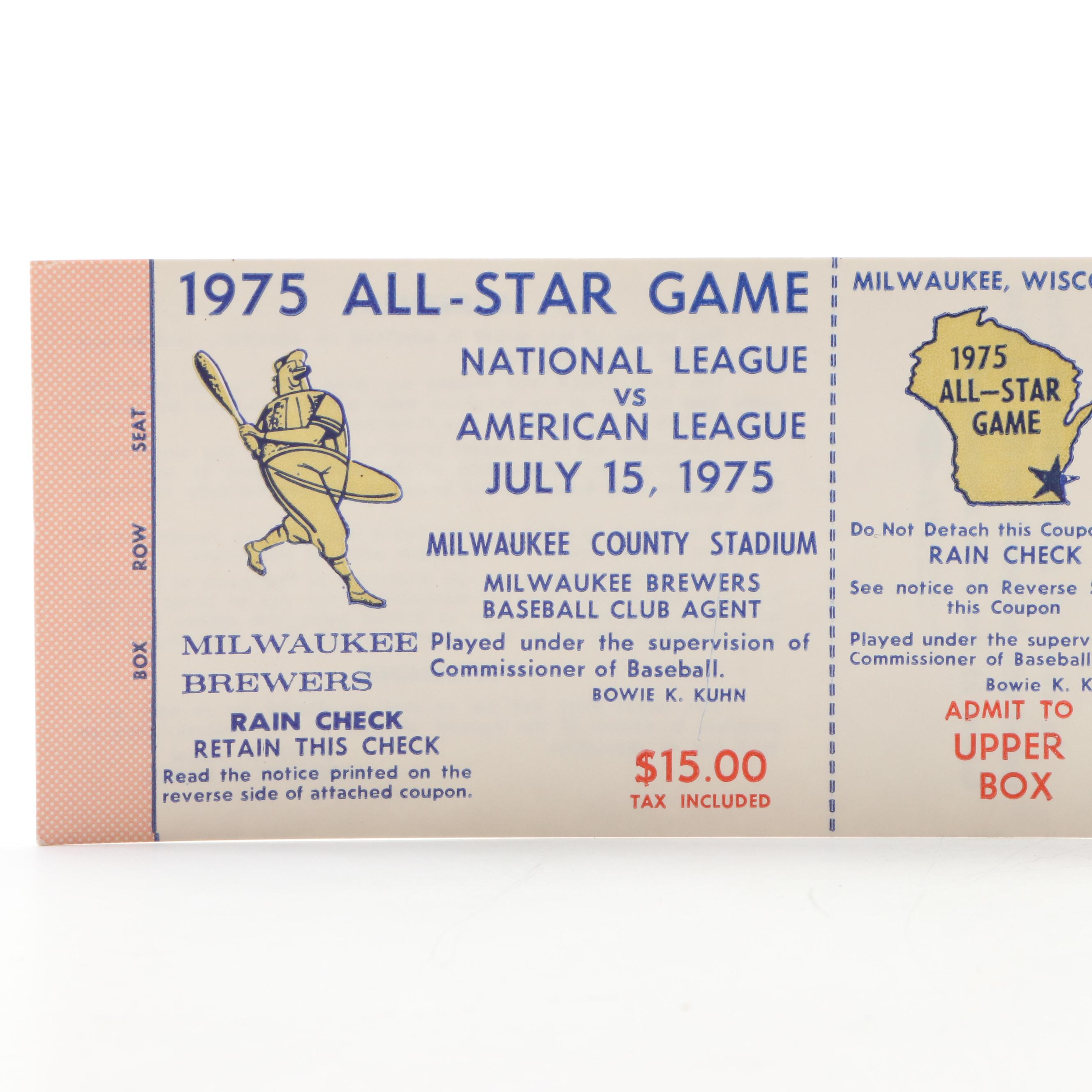 1975 MLB Hank Aaron's Last All-Star Game Ticket | EBTH