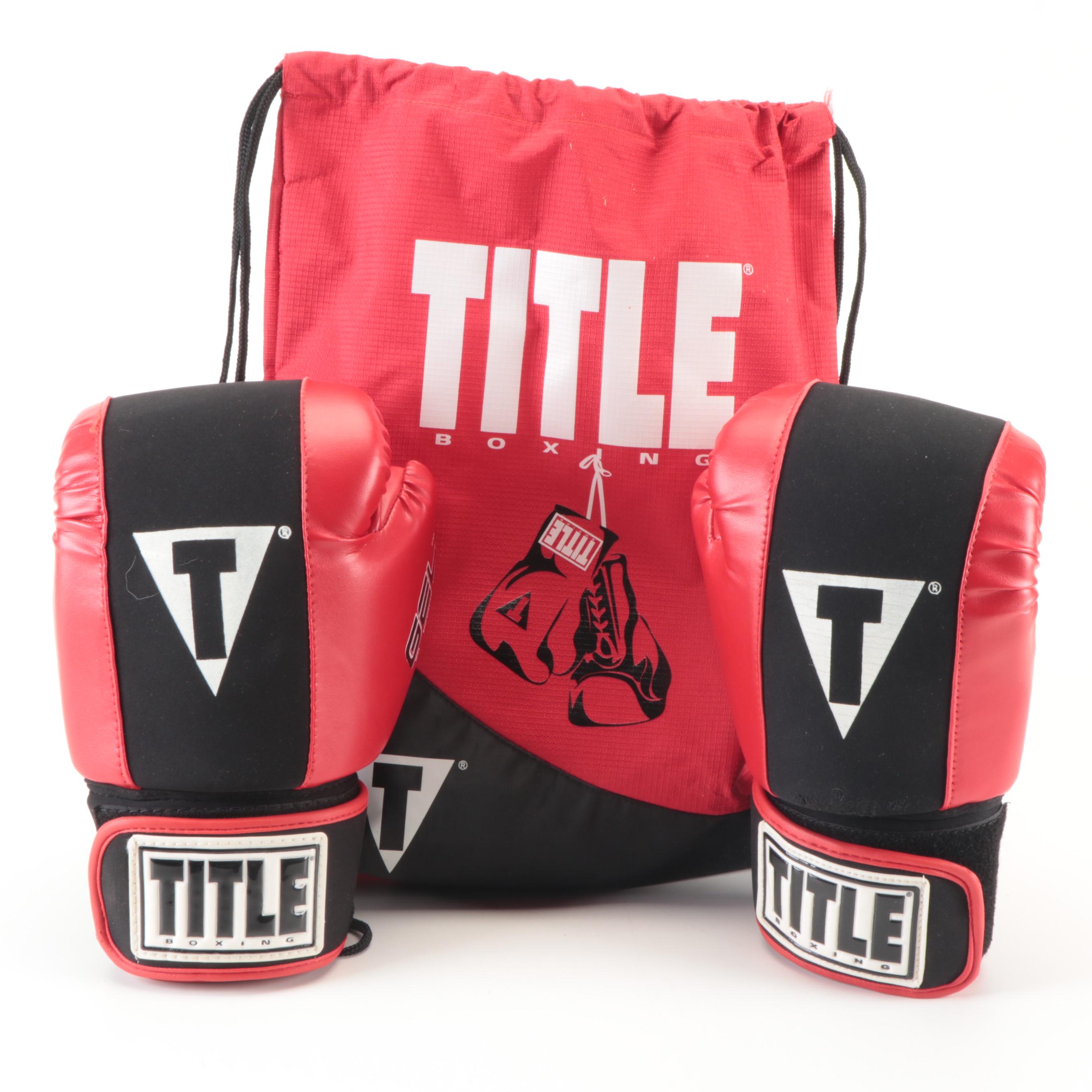 Title Gel Lined Boxing Gloves with String Backpack | EBTH