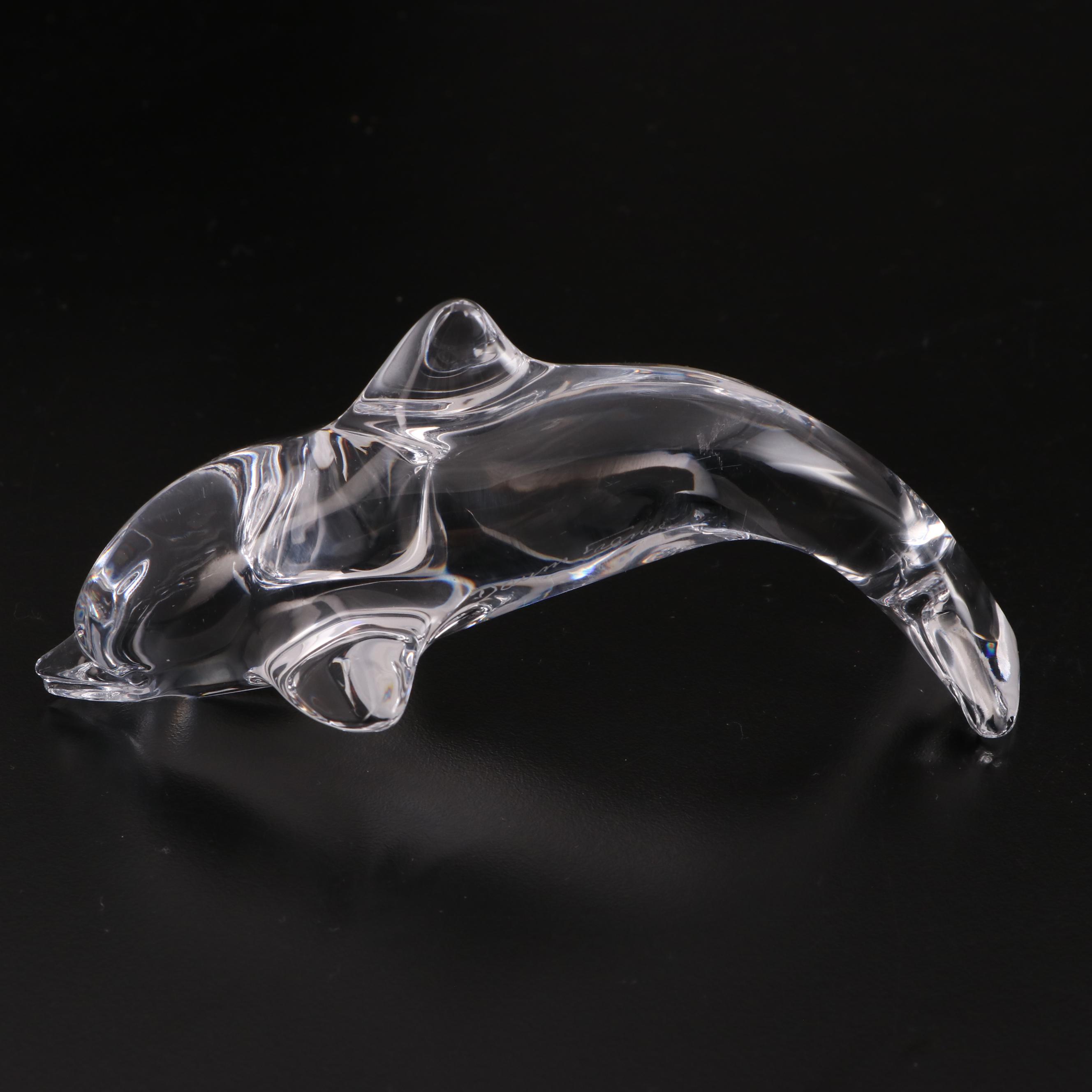 Daum Clear Crystal Dolphin Figurine | EBTH
