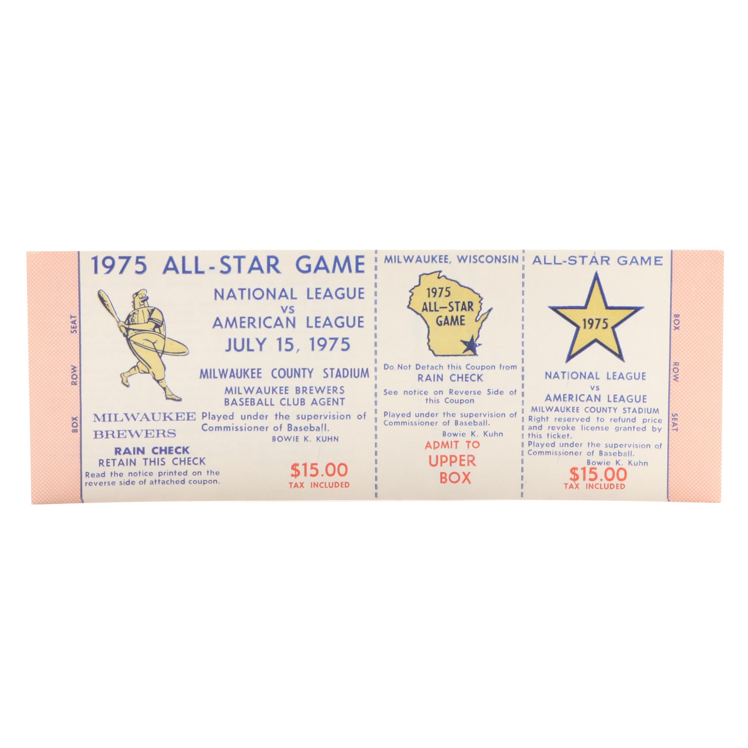 1975 MLB Hank Aaron's Last All-Star Game Ticket | EBTH