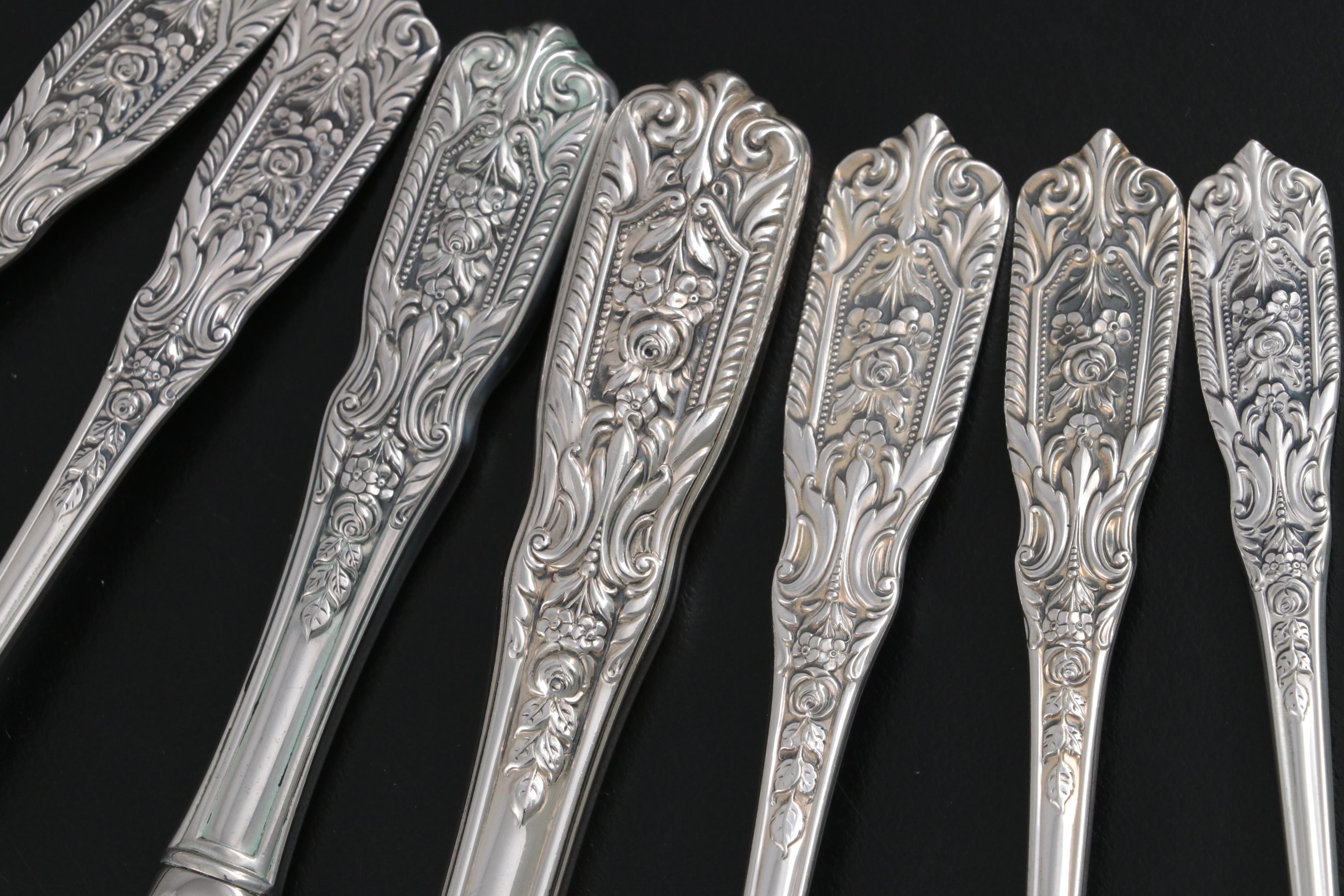 Westmorland "Milburn Rose" Sterling Silver Flatware, Mid to Late 20th ...